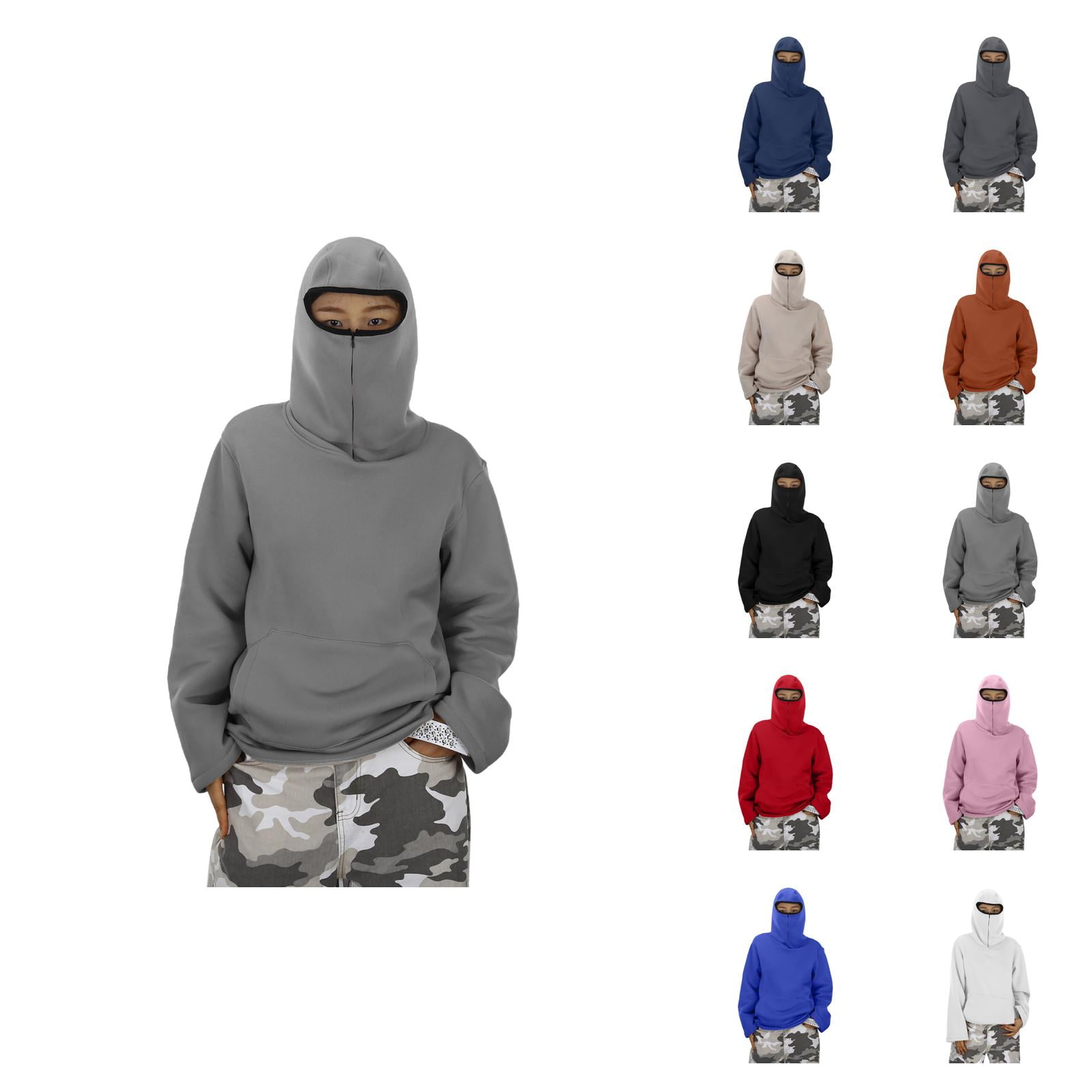 Balaclava Hoodie Kids 2025 Fall Winter Long Sleeve Plain Balaclava Mask ...