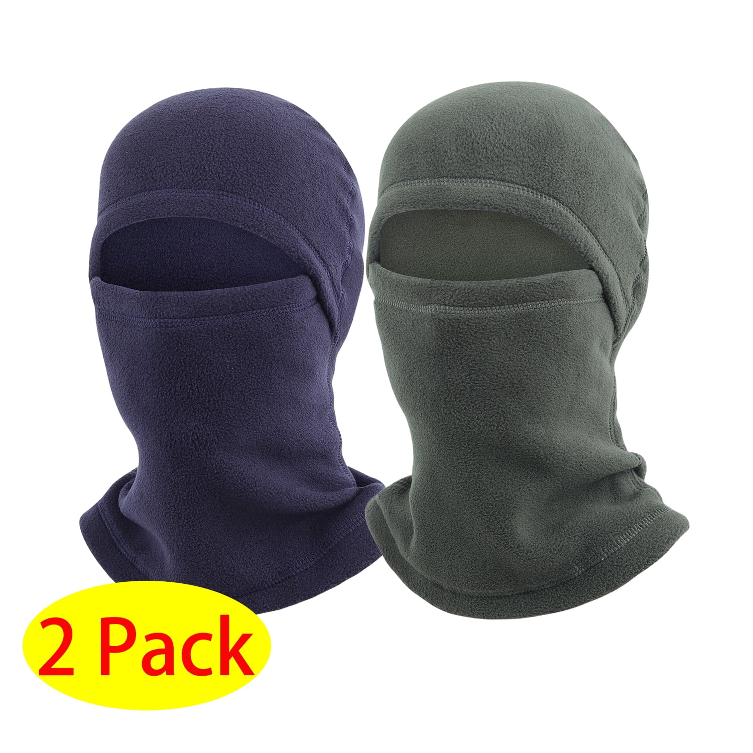 Balaclava Ski Mask 2 Pieces Windproof Thermal Fleece Winter Mask ...