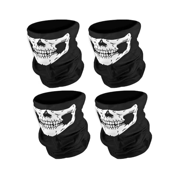 Balaclava Skull Mask 4Pcs Ghost Face Mask Neck Gaiter for Men Skeleton ...