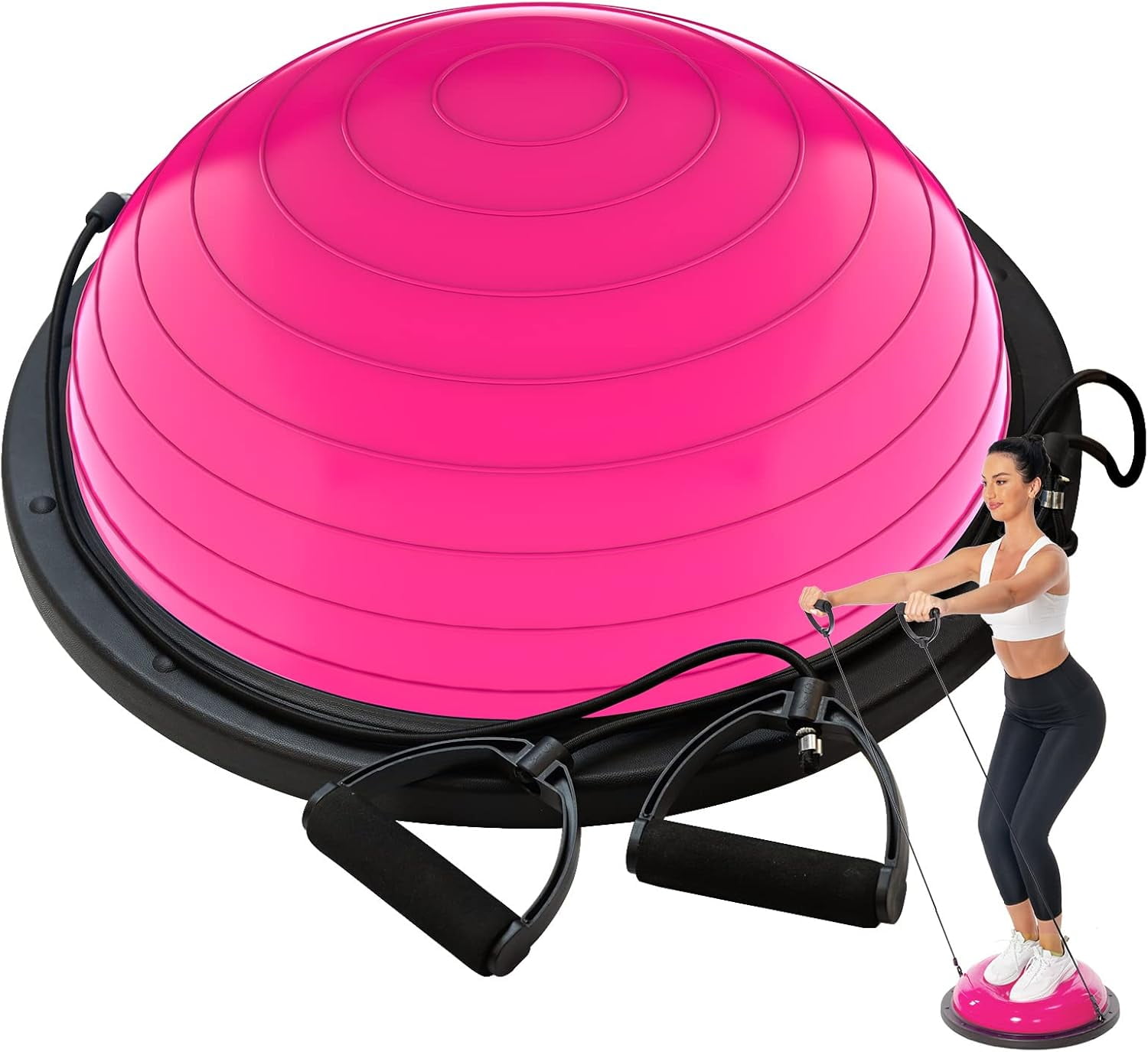 Balance Ball Trainer-Half Ball for Yoga with Resistance Band and Foot ...