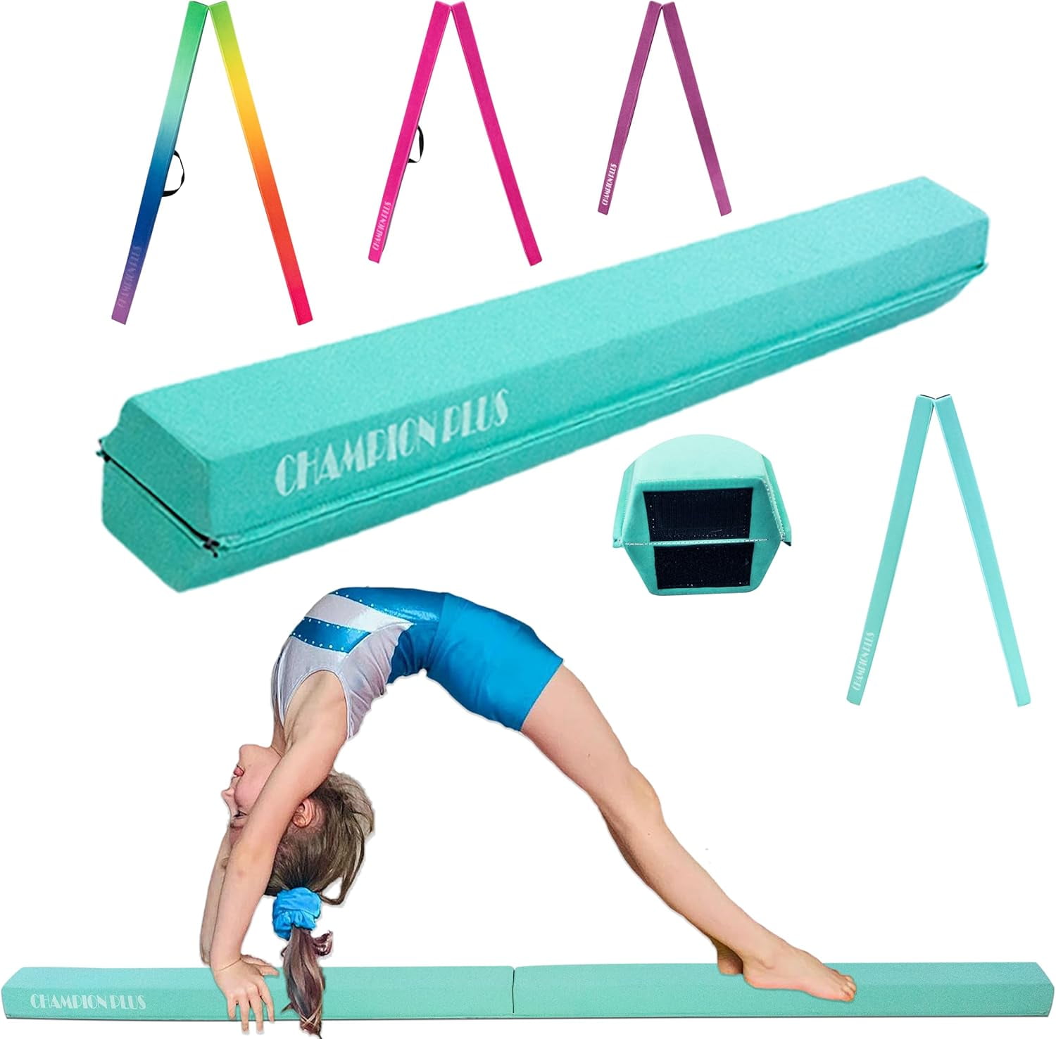 Balance Beam 8FT Extra Firm Suede Cover Floor Folding Gymnastics ...