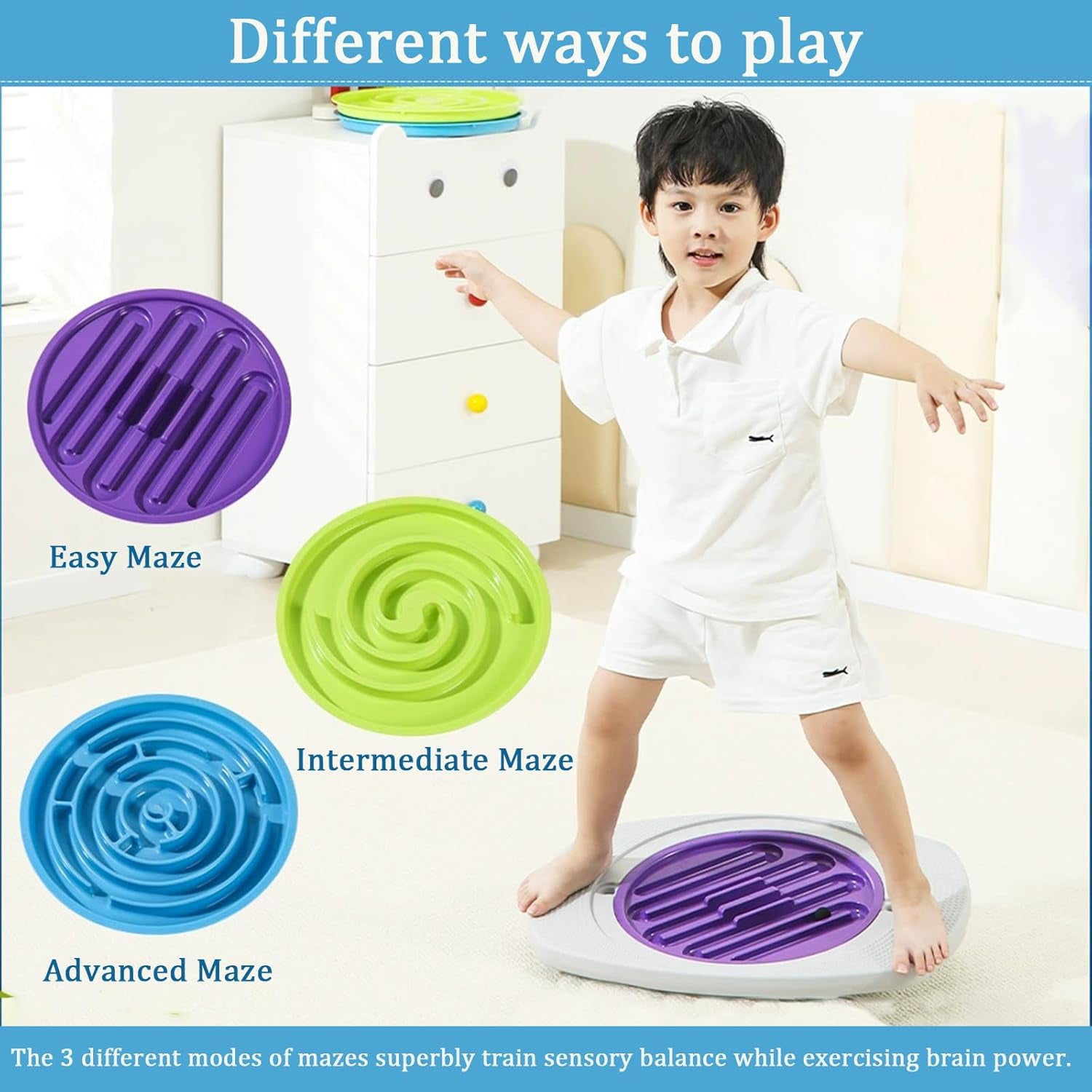 Balance Board Maze - 3 Interchangeable Turntables & 2 Balls for ...