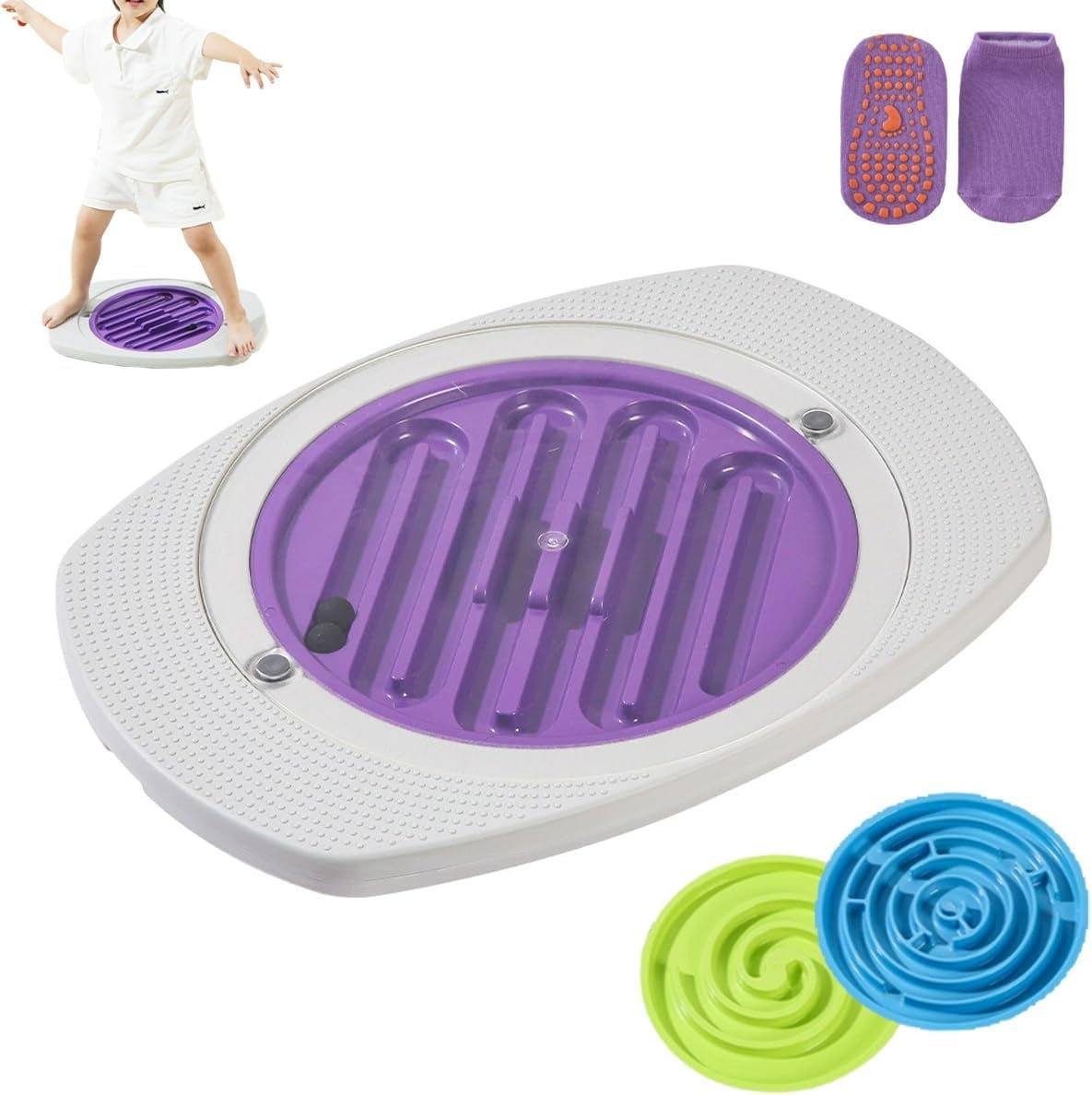 Balance Board with Maze, Labyrinth Wobble Board with Marble Maze, Rocking Seesaw for Sensory ...