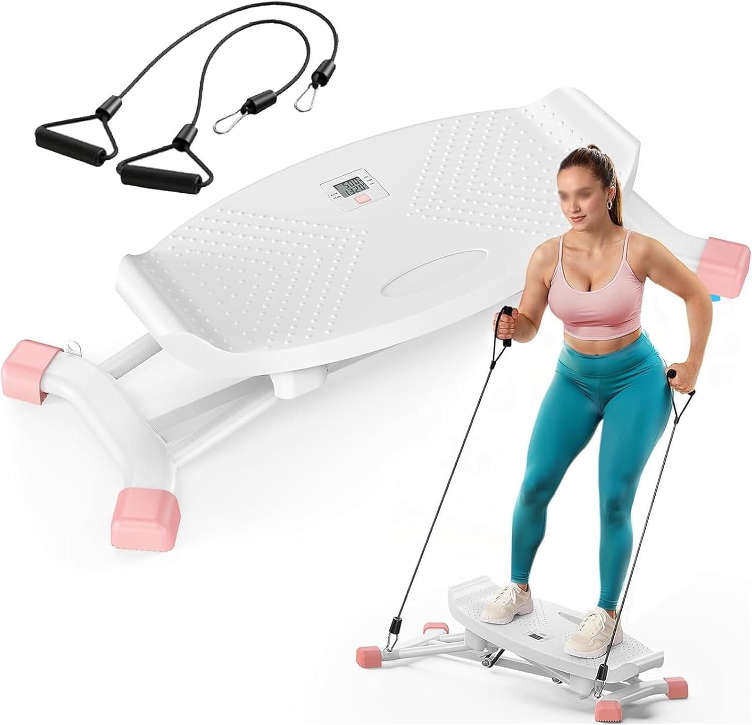 Balance Board with Resistance Bands - 300Lbs Capacity Portable Ski ...