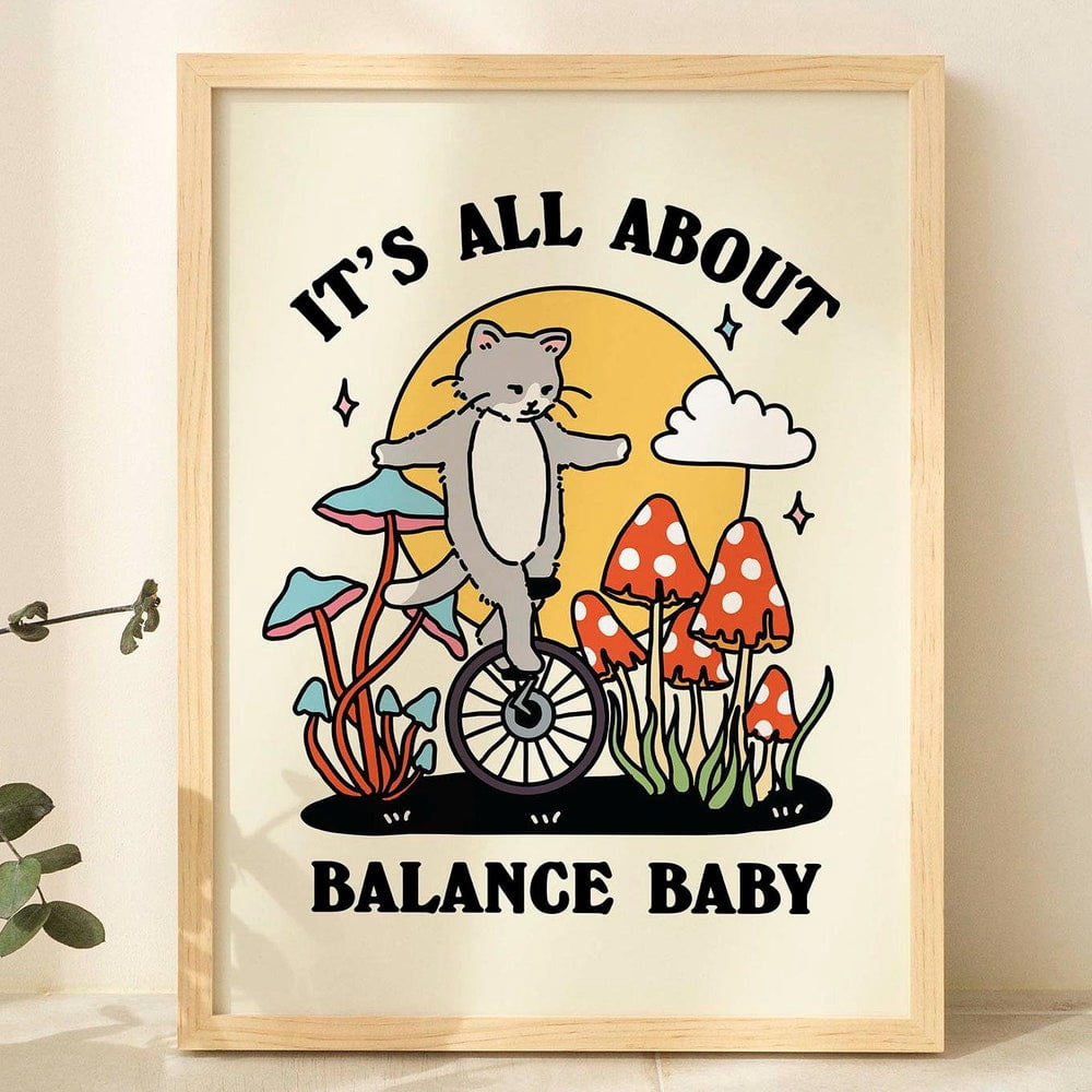 Balance Cat Print Its all about Balance Baby Quote Poster Cat Posters ...