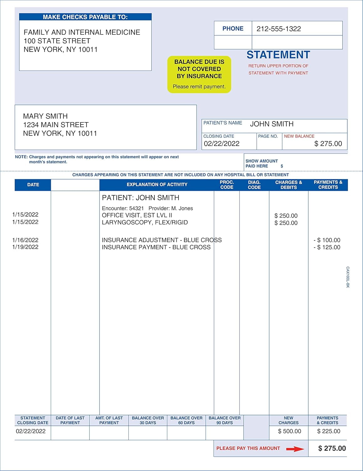 Balance Due Not Covered by Insurance Label, Fluorescent Chartreuse, 1-1 ...