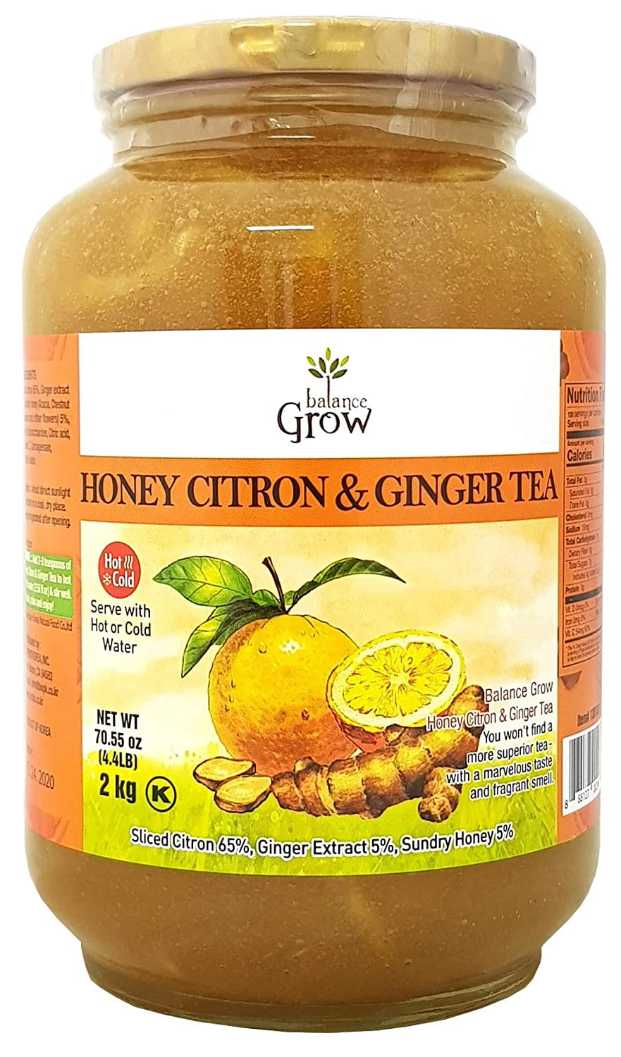 Balance Grow Honey Citron and Ginger Tea, 70.55oz, Herbal Vitamin C ...