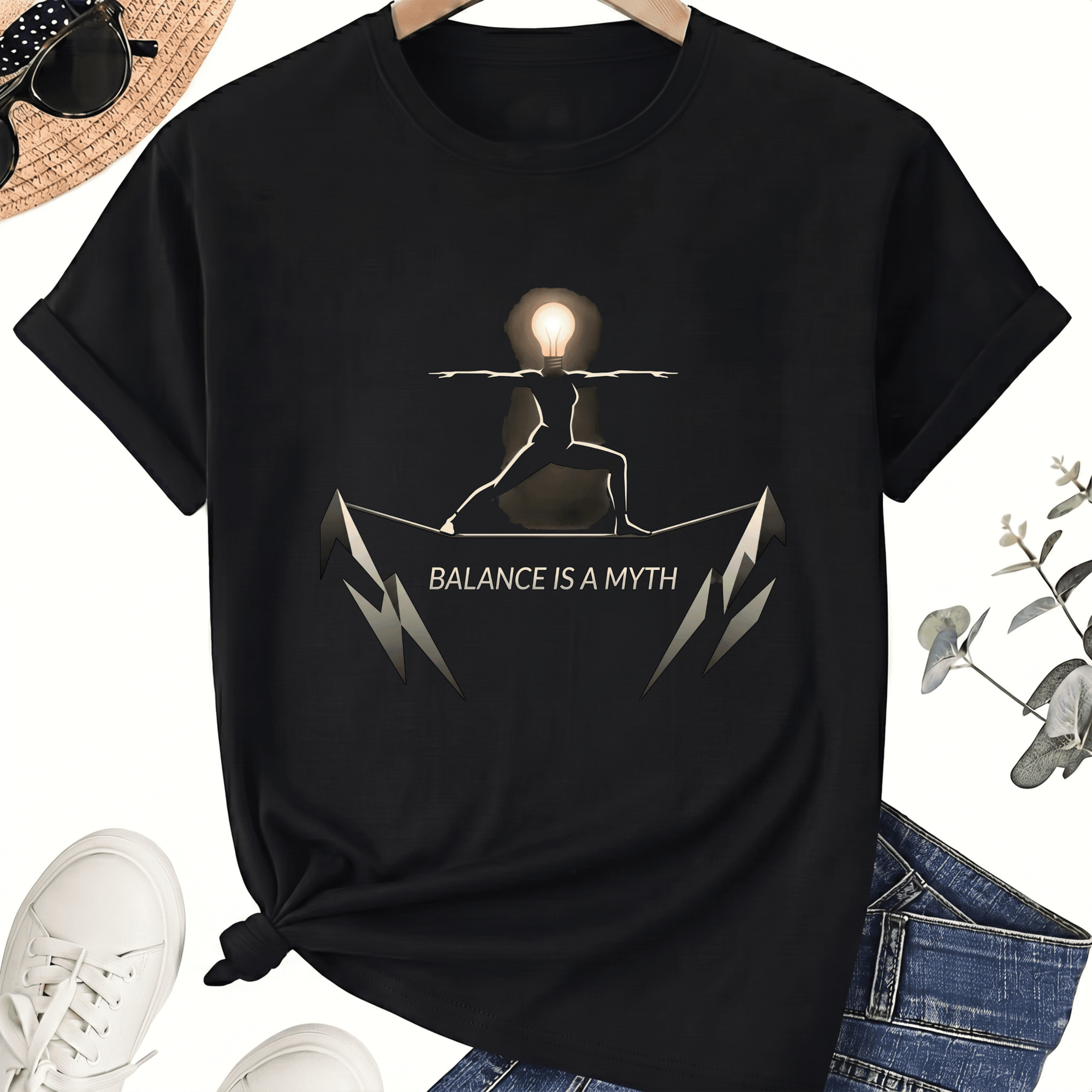 Balance Is a Myth Yoga Lightbulb Graphic Tee Funny Mindfulness Humor ...