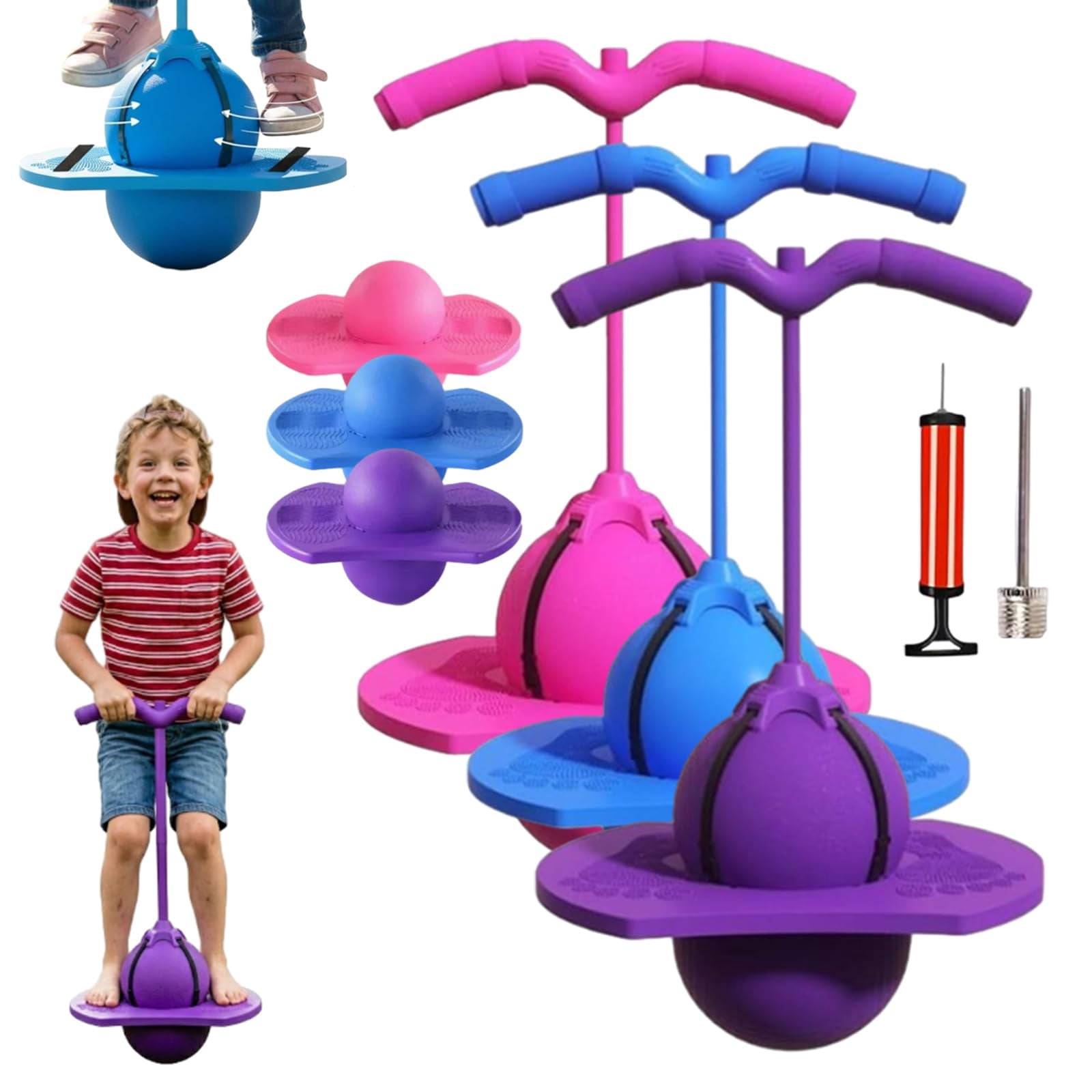 Balance Jumping Ball, Bouncing Balls, Pogo Ball with Handle and Pump ...