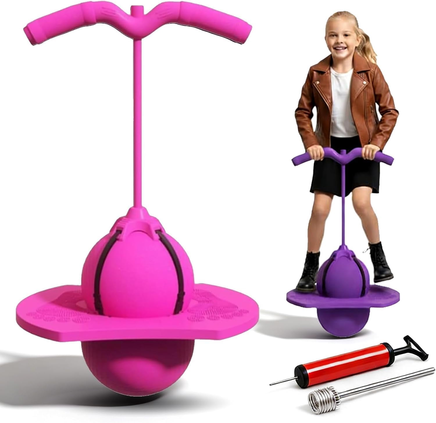 Balance Jumping Ball, Pogo Jumper with Handle and Ball Pump, Jumper ...