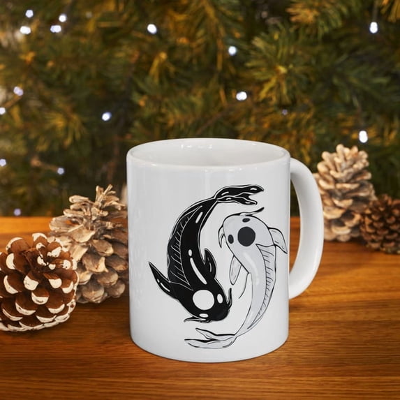 Balance Koi FiS1H Ceramic Mug, Zen Tea Cup, Yoga Coffee Mug, Relaxation ...