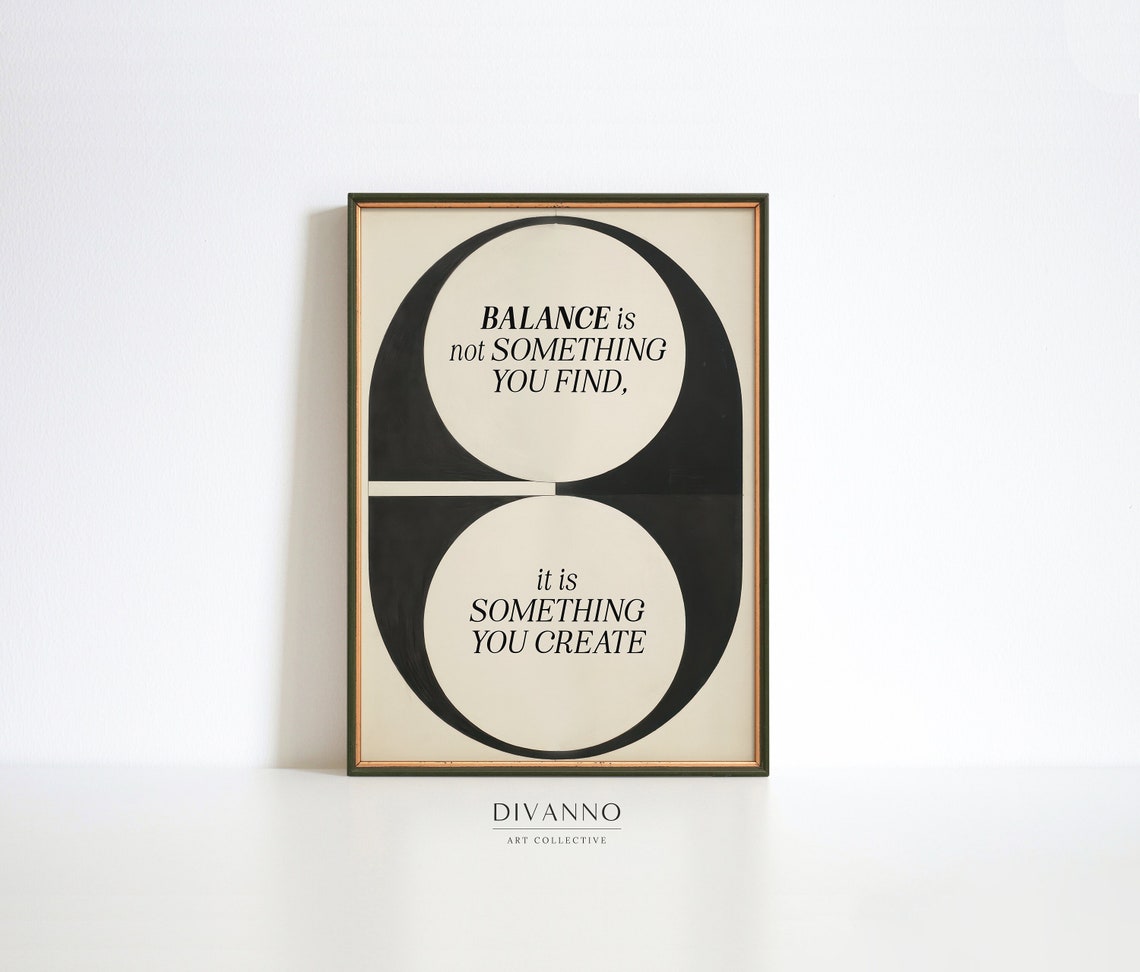 Balance Quote, Self-Care Print, Minimal Mindful Wall Art, Work-Life ...