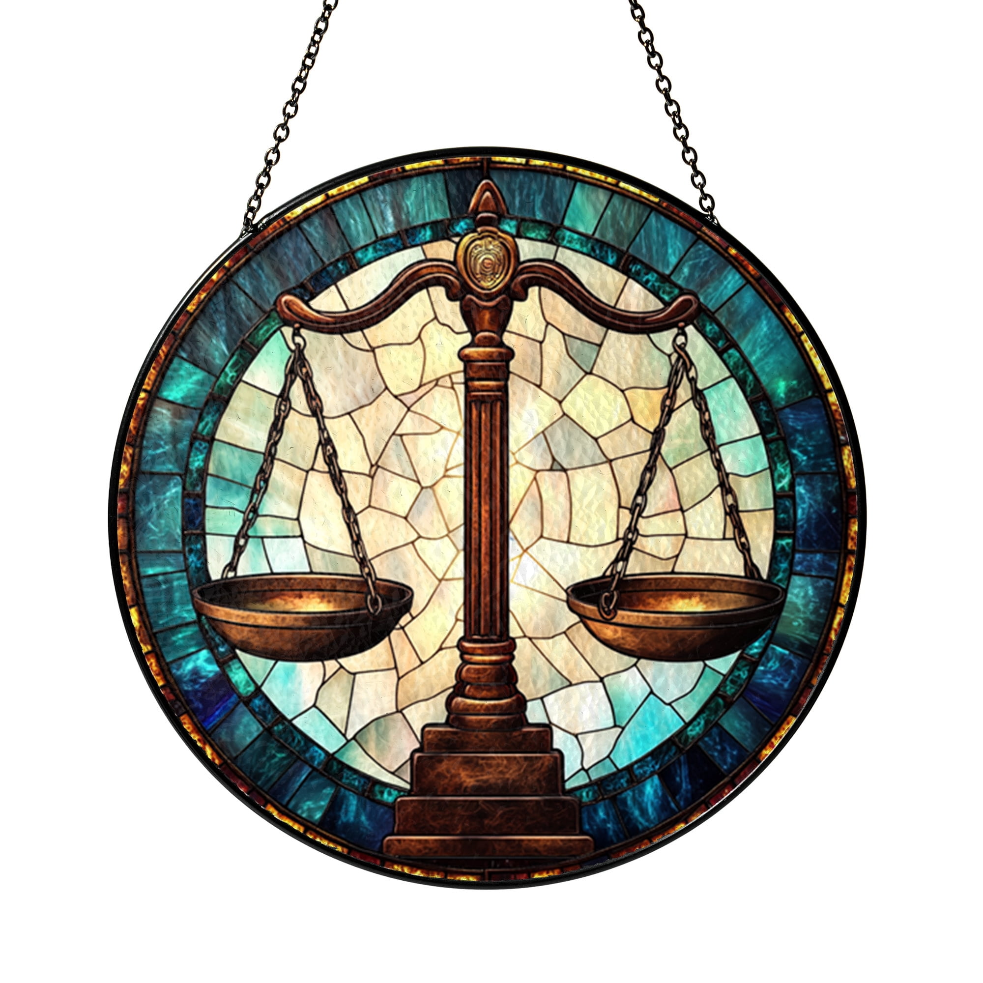Balance Scale Stained Glass Suncatcher – Classic Symbol Window Decor ...