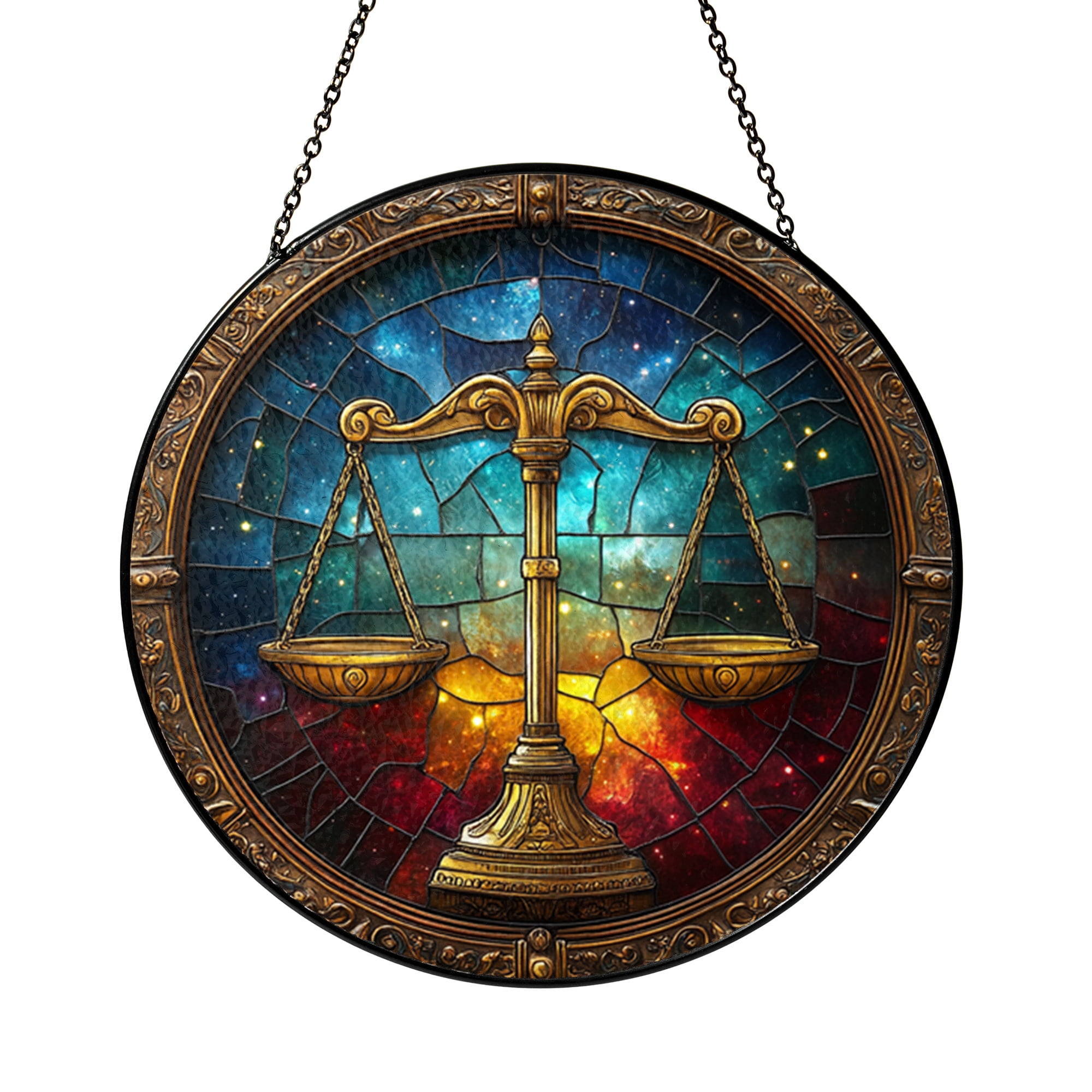 Balance Scale Symbol Stained Glass Suncatcher – Decorative Window Art ...