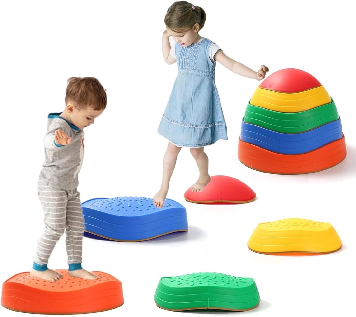 WQFSTORE 5pcs Non-Slip Sensory Stepping Stones, Toddler Obstacle Course ...