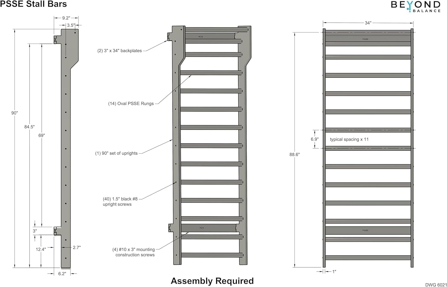 Balance Wooden Swedish Ladder Stall Bar for Home Gym and Physical ...