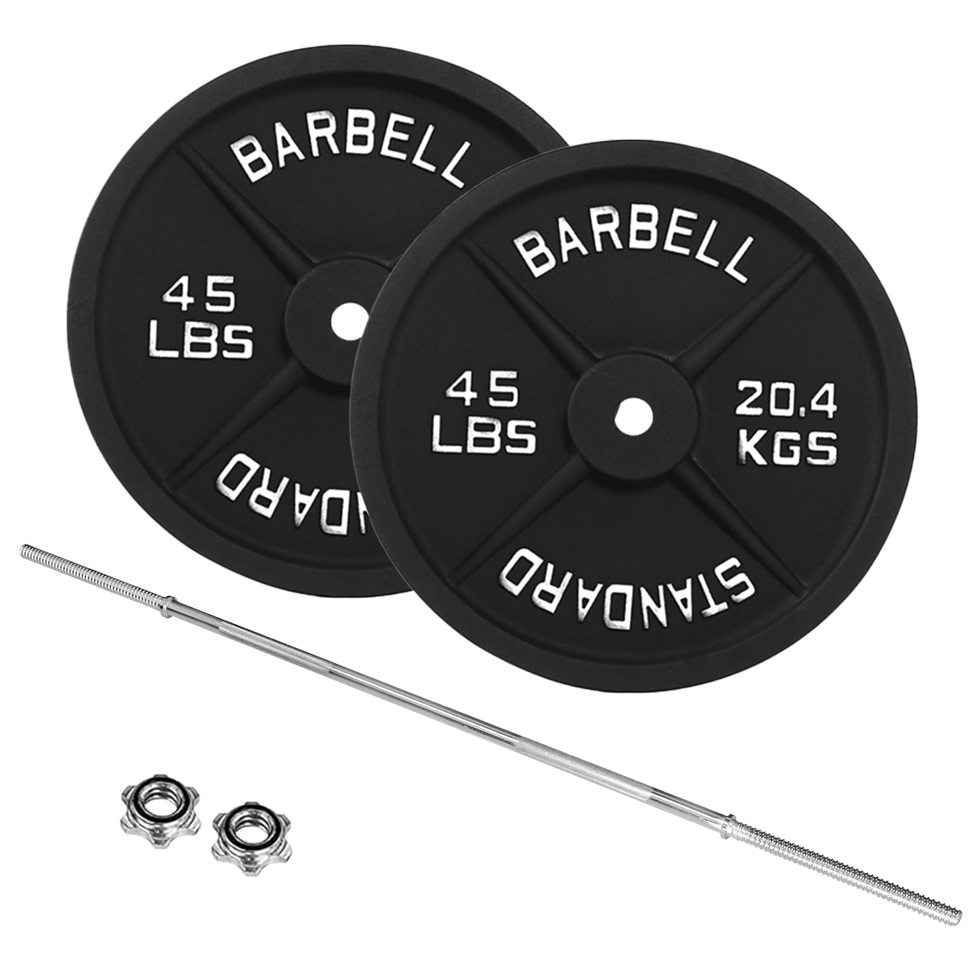 BalanceFrom 100 lbs fitness set, 5-foot standard barbell (10 lbs) with ...