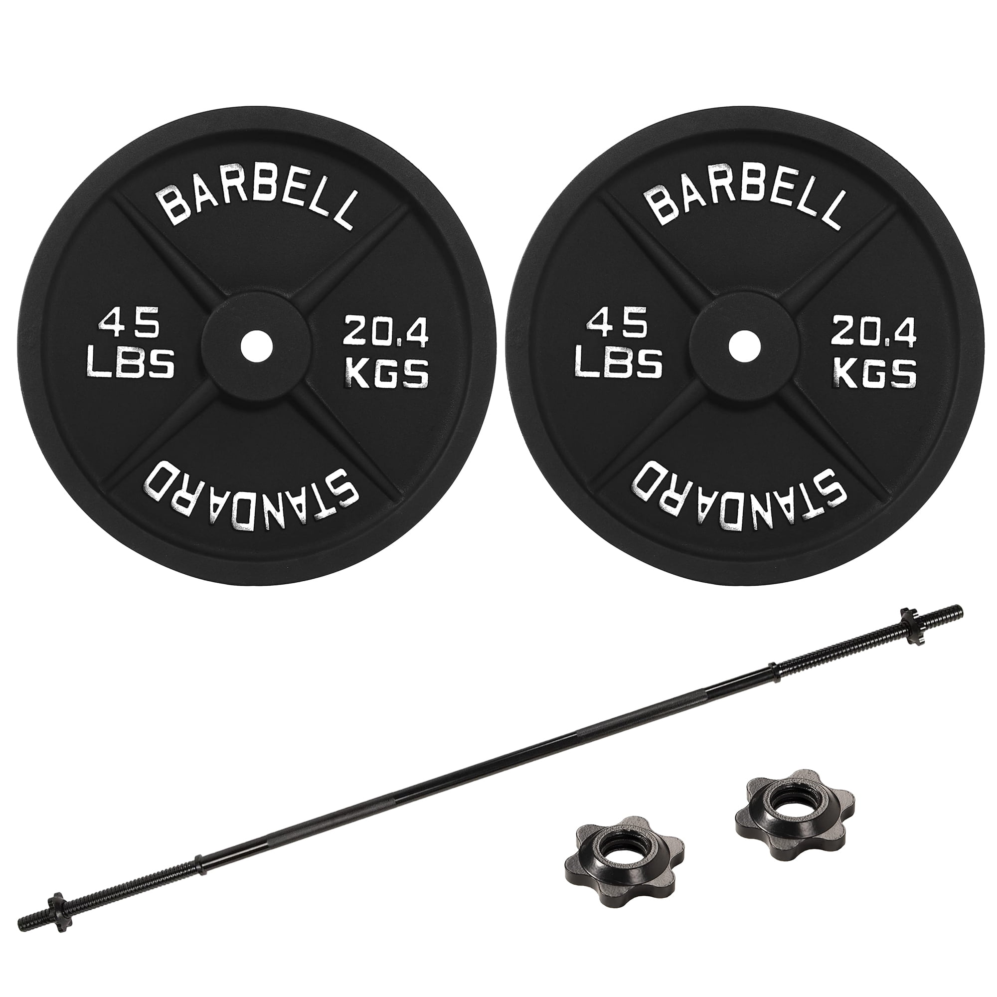 BalanceFrom 100 lbs Fitness Set, 5-Foot Standard Barbell (10 lbs) With ...