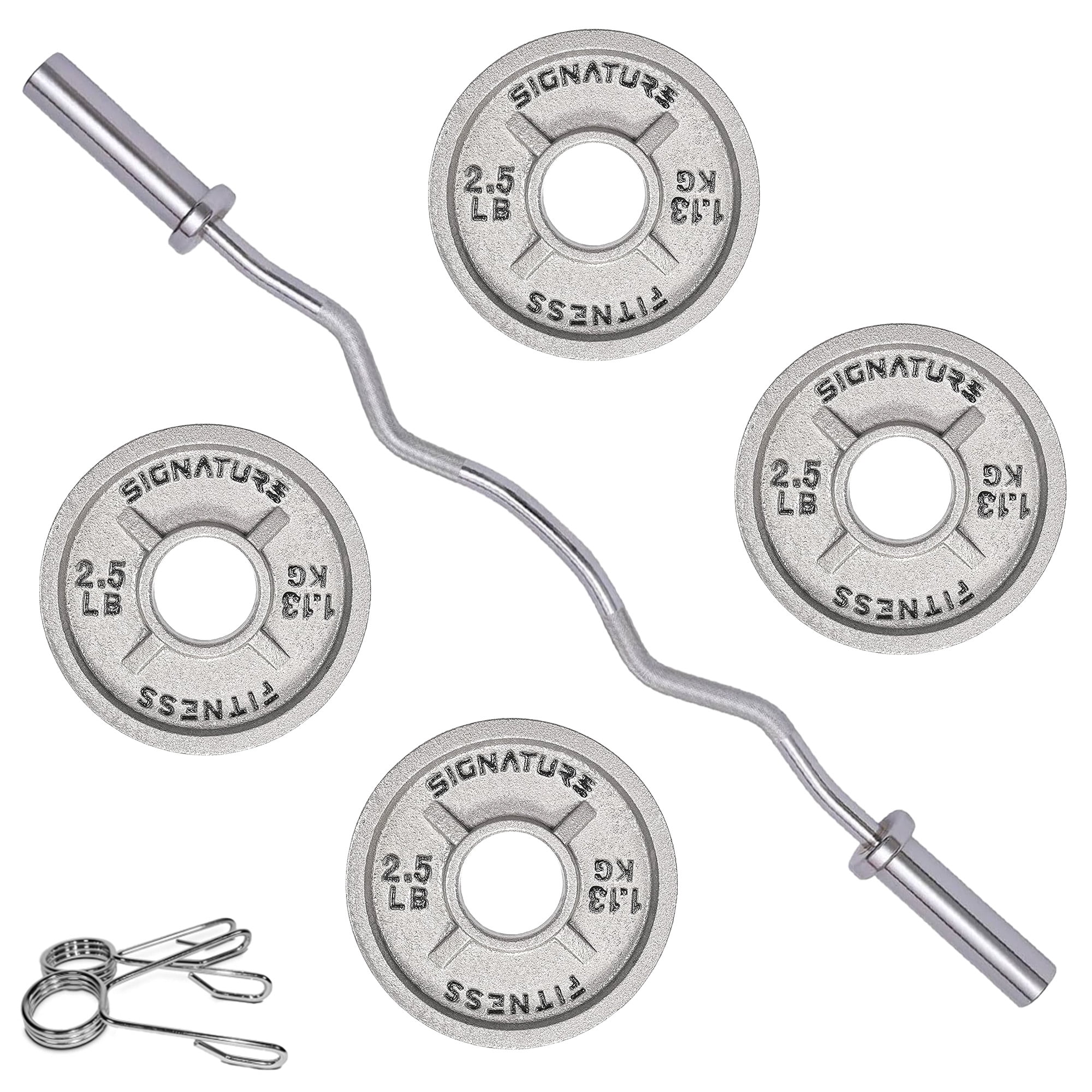 BalanceFrom 10LB Olympic Curl Barbell Set，Includes 4FT Curl Bar & 2 ...