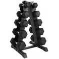 BalanceFrom 150LB Rubber Coated Hex Dumbbell Weight Set with A-Frame ...