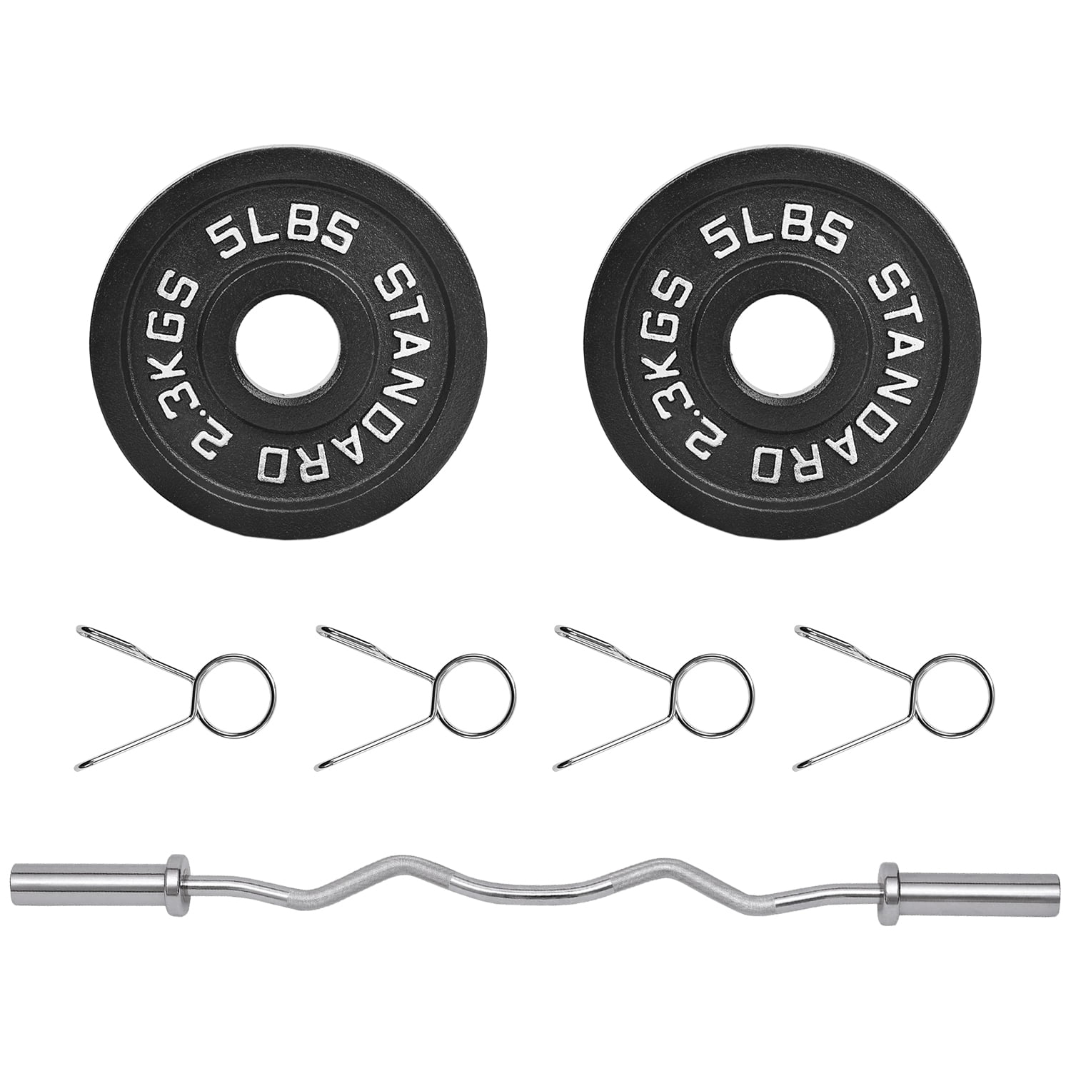 BalanceFrom 2-Inch Black Cast Iron Weight Plate Set with 4-Grip Design ...