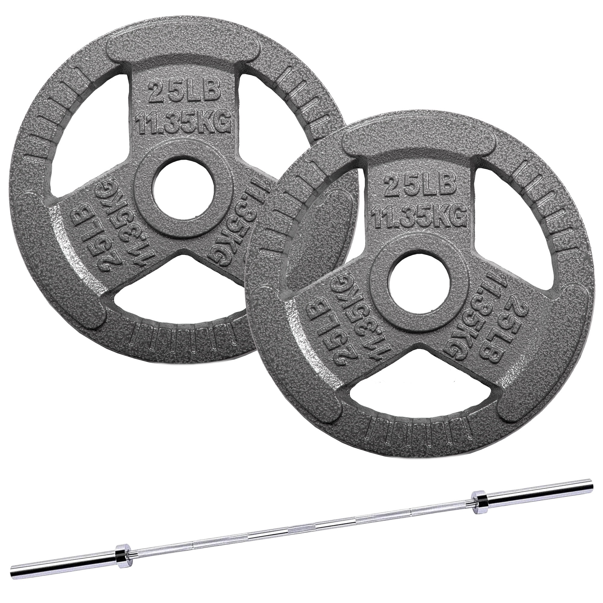 BalanceFrom 2-Inch Cast Iron Olympic Weight Plate Set，with 5FT Barbell ...
