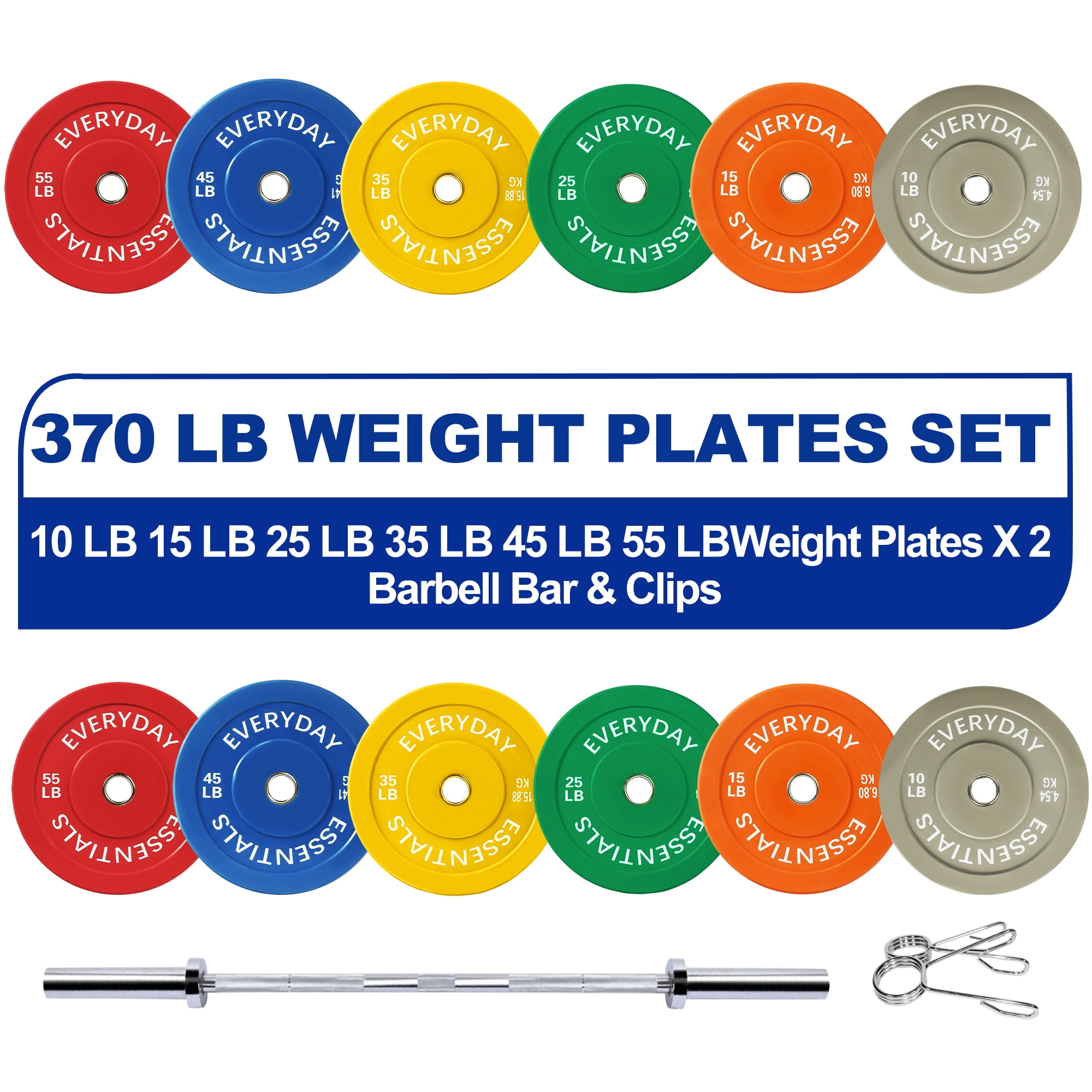 BalanceFrom 2" Olympic Bumper Plate Weight Plate Set with 7 ftBarbell ...