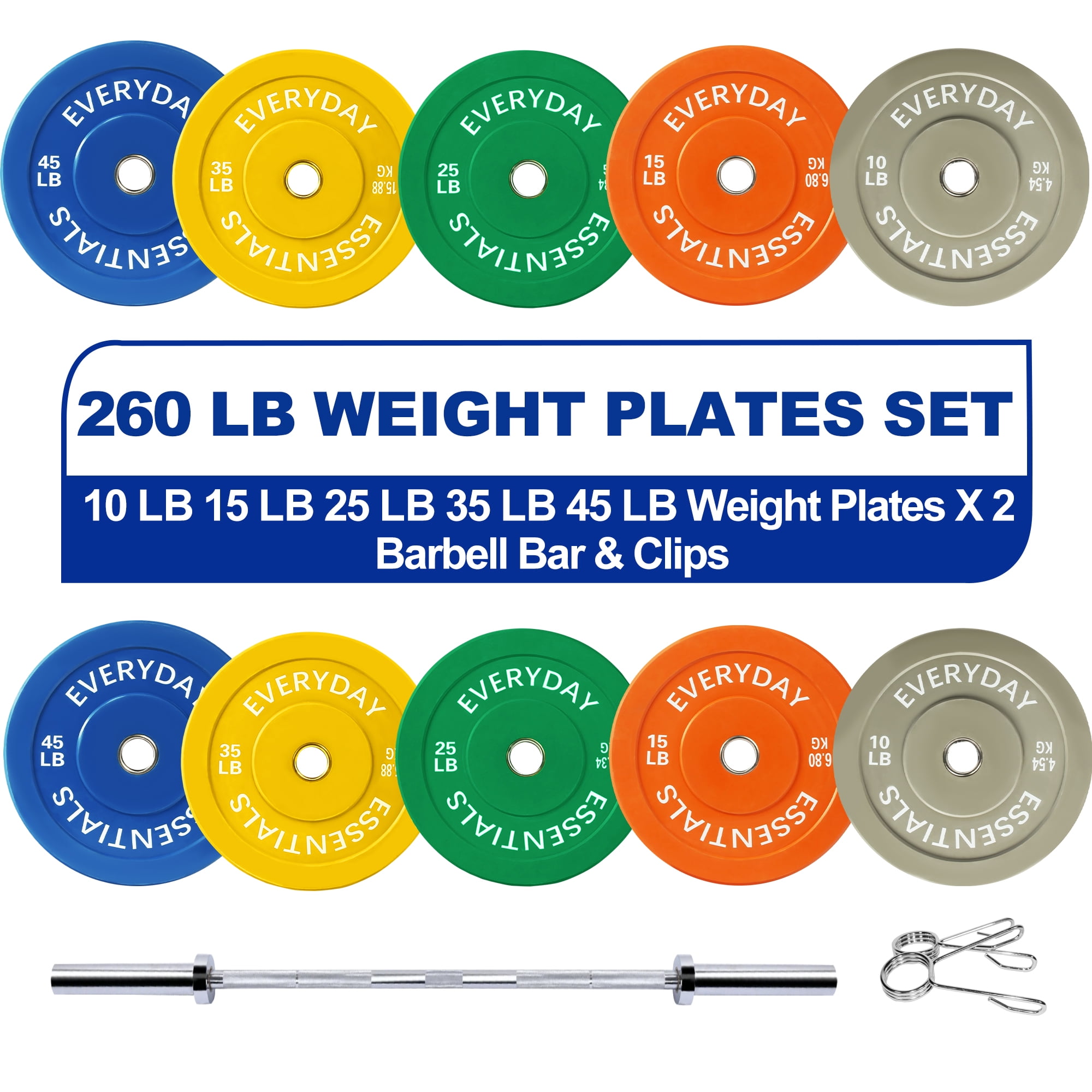 BalanceFrom 2" Olympic Bumper Plate Weight Plate Set with 7FT Barbell ...