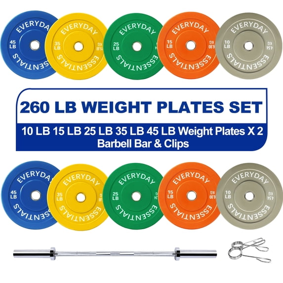 BalanceFrom 2" Olympic Bumper Plate Weight Plate Set with 7FT Barbell ...