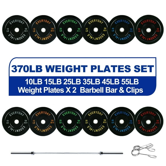 BalanceFrom 2" Olympic Bumper Plate Weight Plate Sets with 7FT Barbell ...