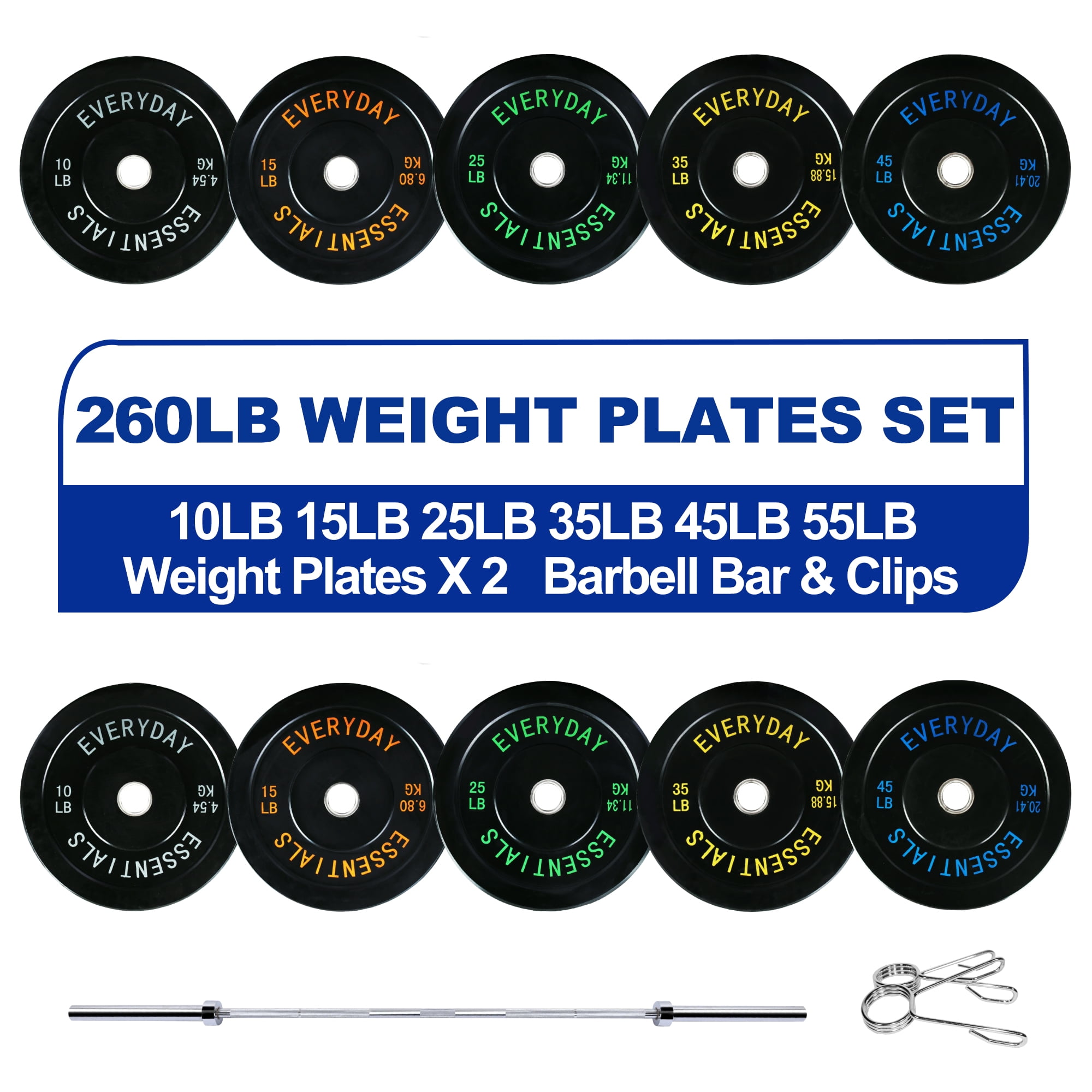 "BalanceFrom Rubber Lifting 2"" Olympic Bumper Plate Weight Set with ...
