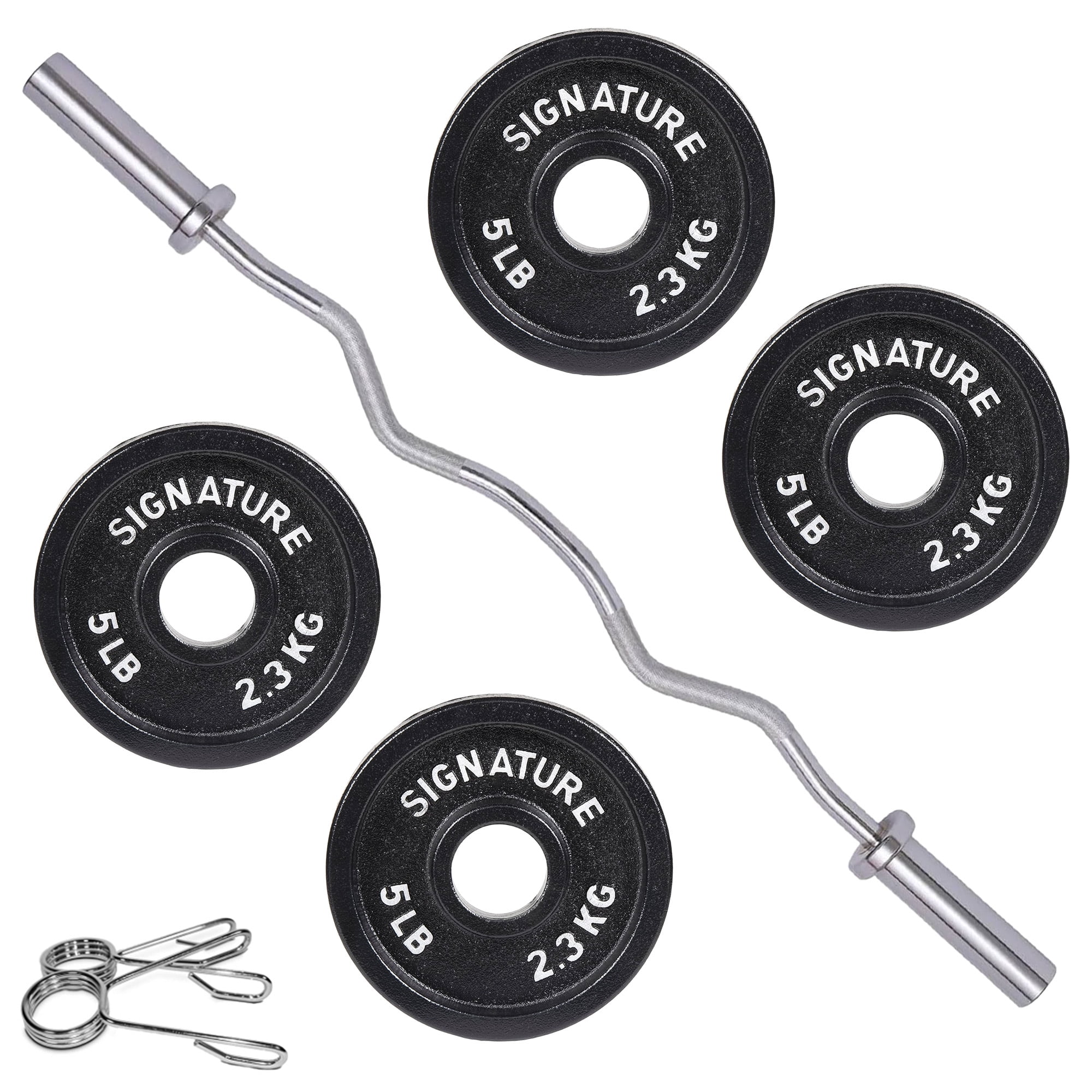 BalanceFrom 20LB Olympic Curl Barbell Set，Includes 4FT Curl Bar & 2 ...