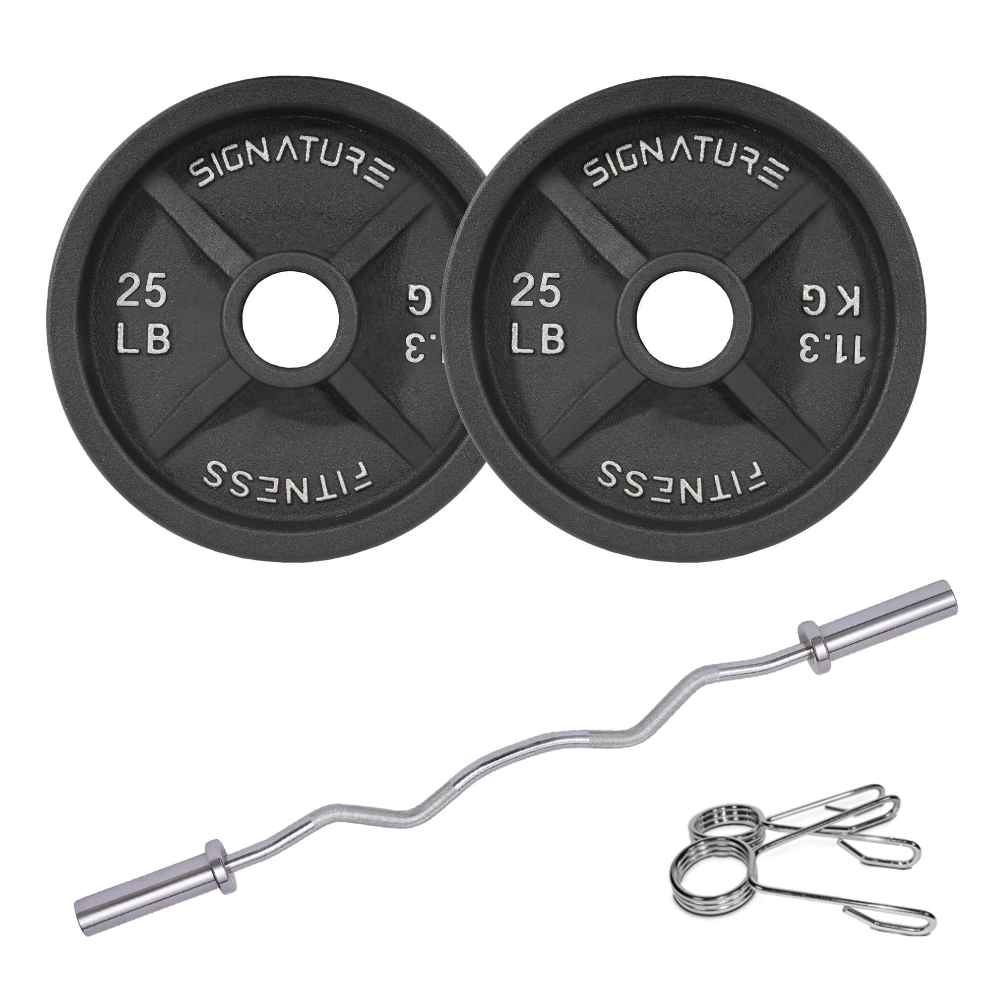 BalanceFrom 50LB Olympic Curl Barbell Set，Includes 4FT Curl Bar & 2 ...