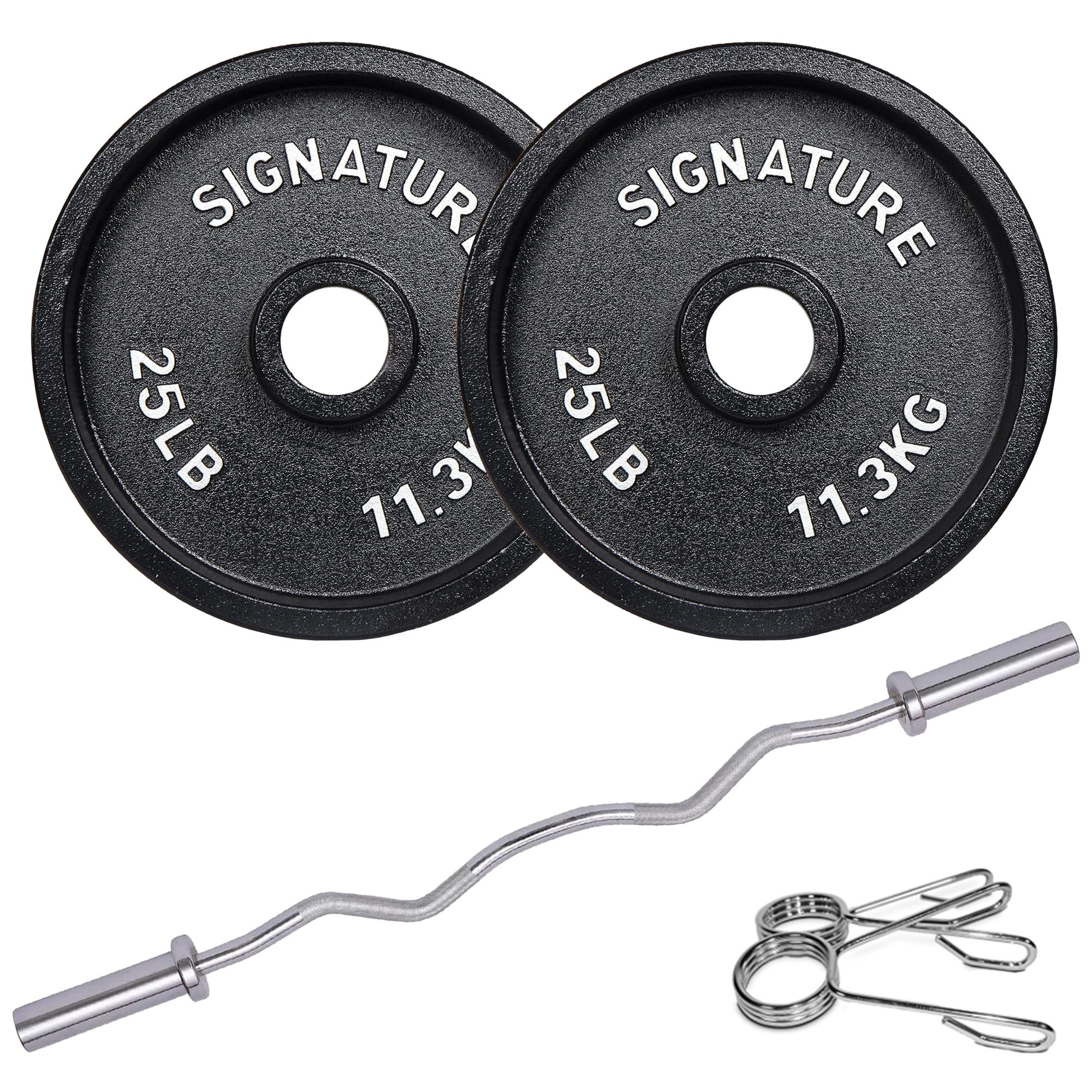 BalanceFrom 50LB Olympic Curl Barbell Set，Includes 4FT Curl Bar & 2 ...