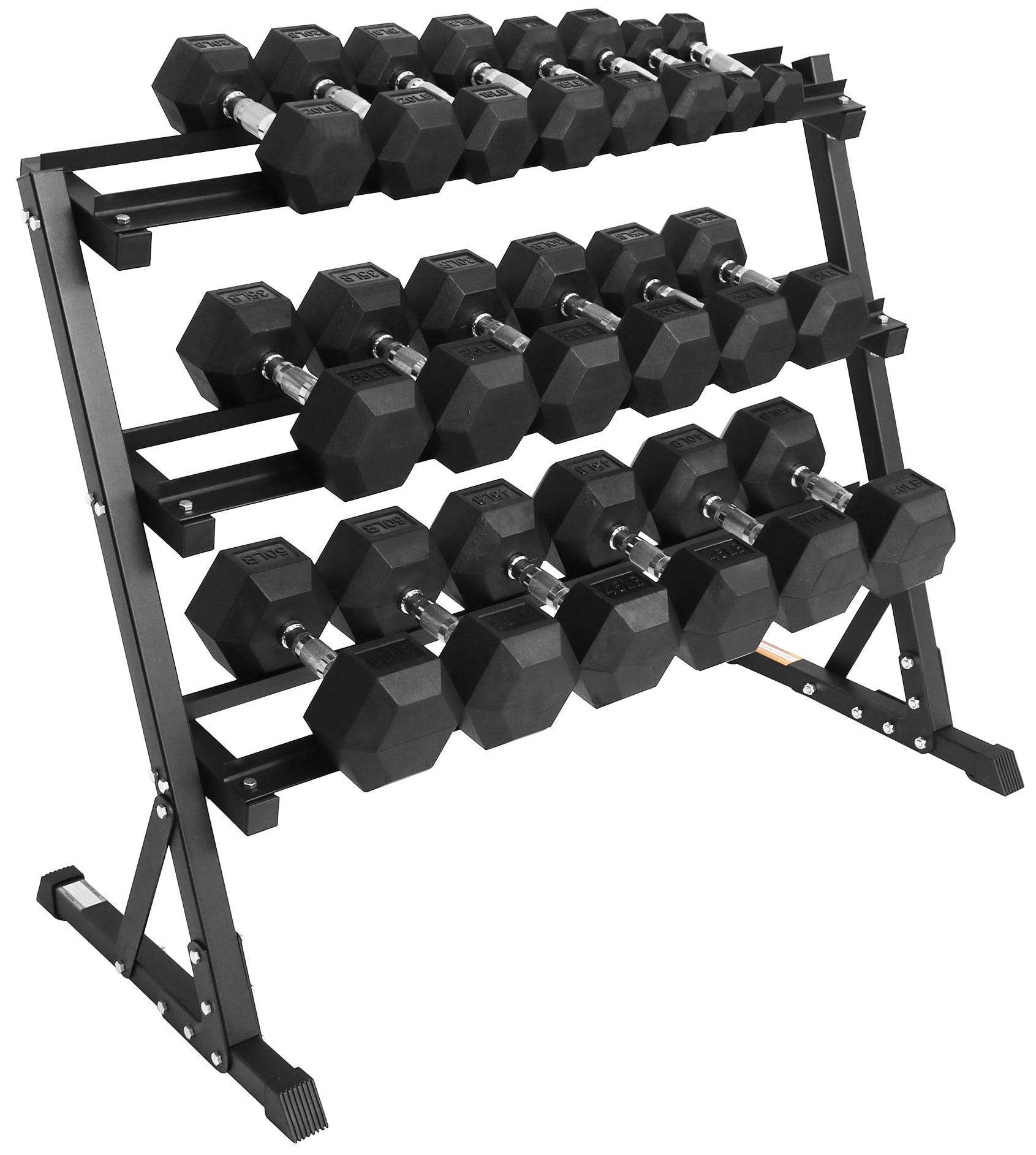 BalanceFrom 550 LB Dumbbell Set with 3-Tier Rack, Pair of 5-50 LBs ...
