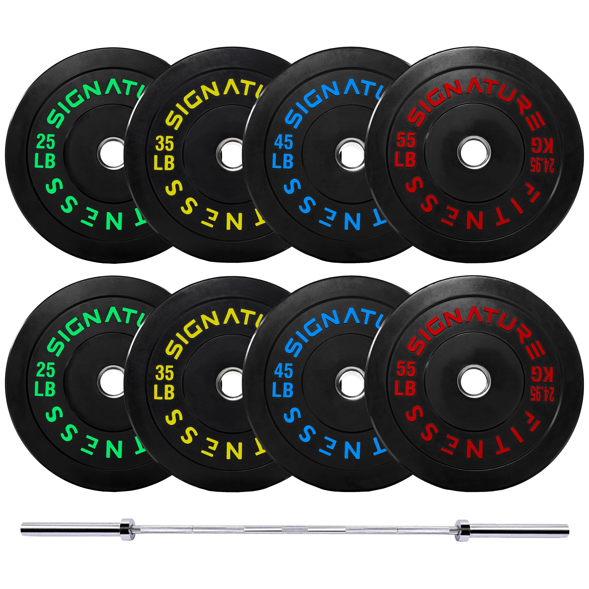 BalanceFrom 5FT Barbell Set with Color Letter Rubber Bumper Plates ...