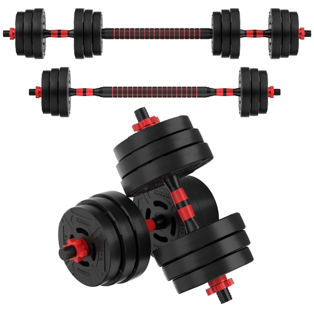 BalanceFrom 60LB 2-in-1 Portable Changeable Dumbbell, Barbell Set with ...