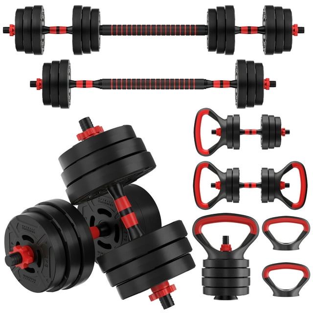 BalanceFrom 60LB 4-in-1 Portable Changeable Dumbbell, Barbell, and ...