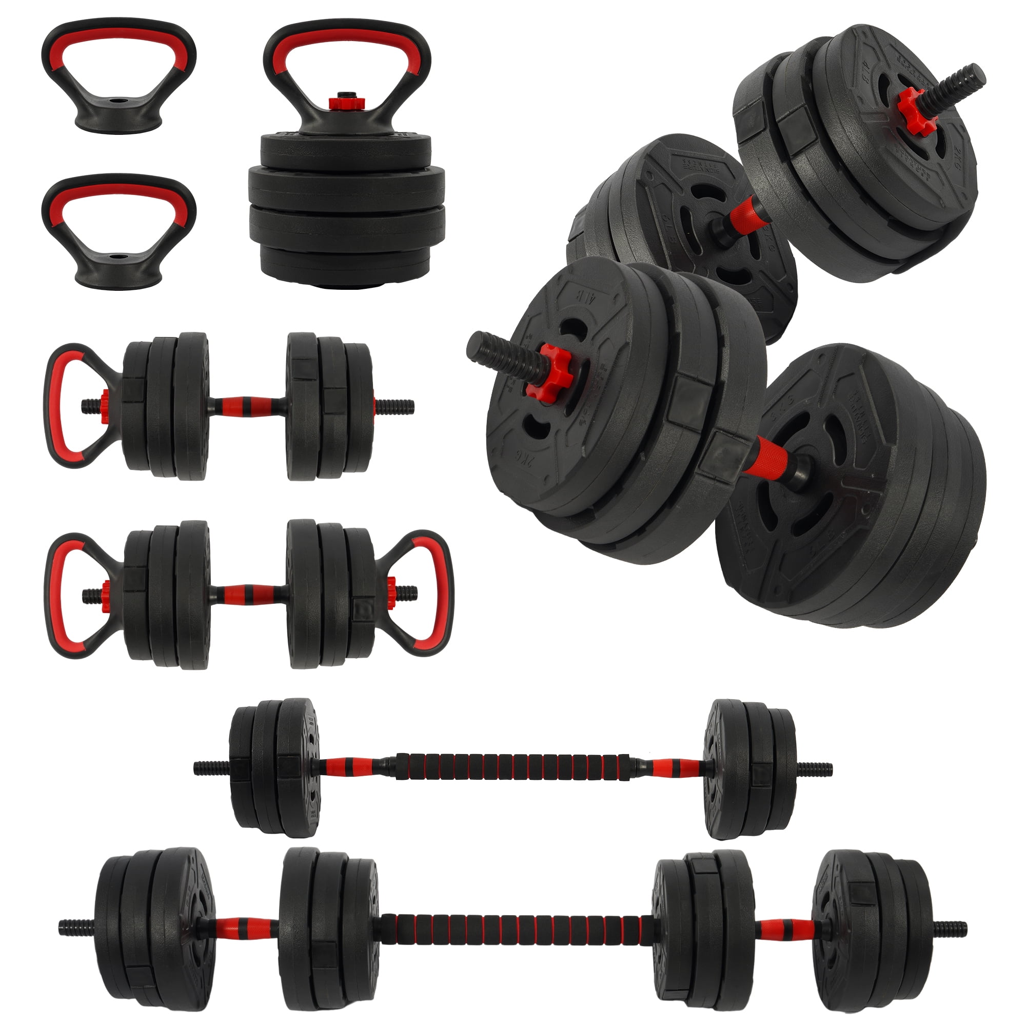 BalanceFrom 60LB 4-in-1 Portable Changeable Dumbbell, Barbell, and ...