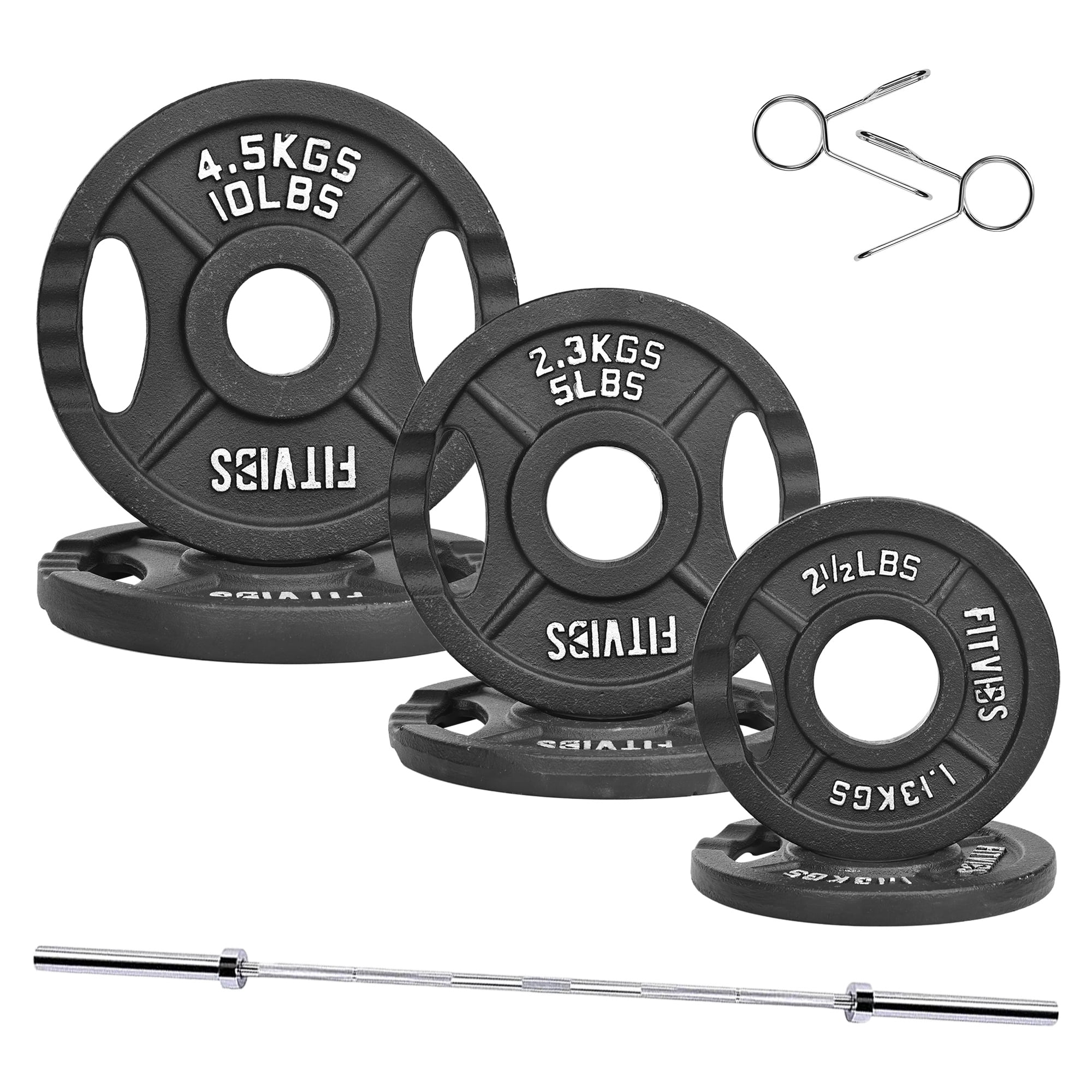 BalanceFrom 65Lb Olympic Barbell Set: 5ft Bar (30lb), Cast Iron Plates ...
