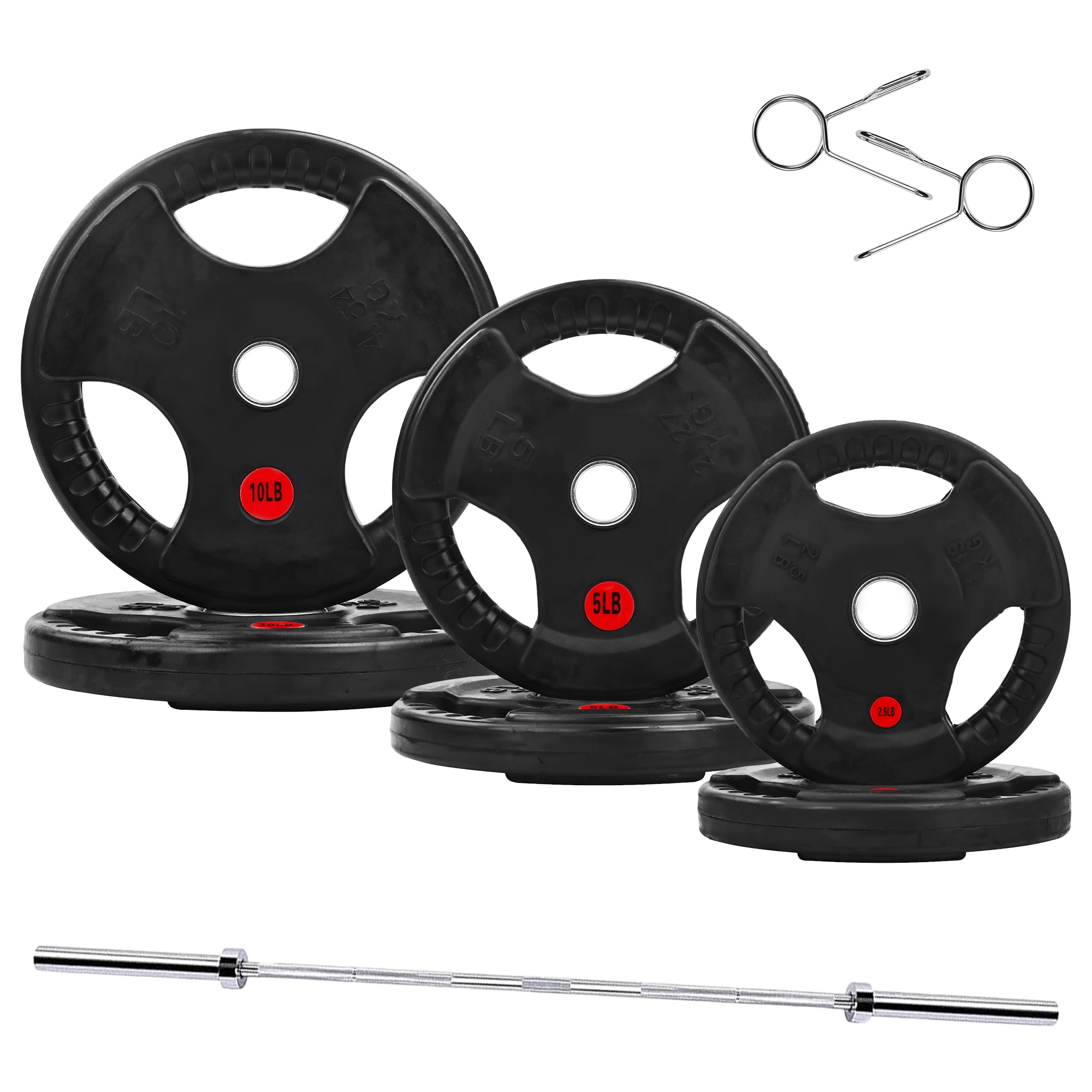 BalanceFrom 65Lb Olympic Barbell Set with Cast Iron Plates, 5ft Bar ...