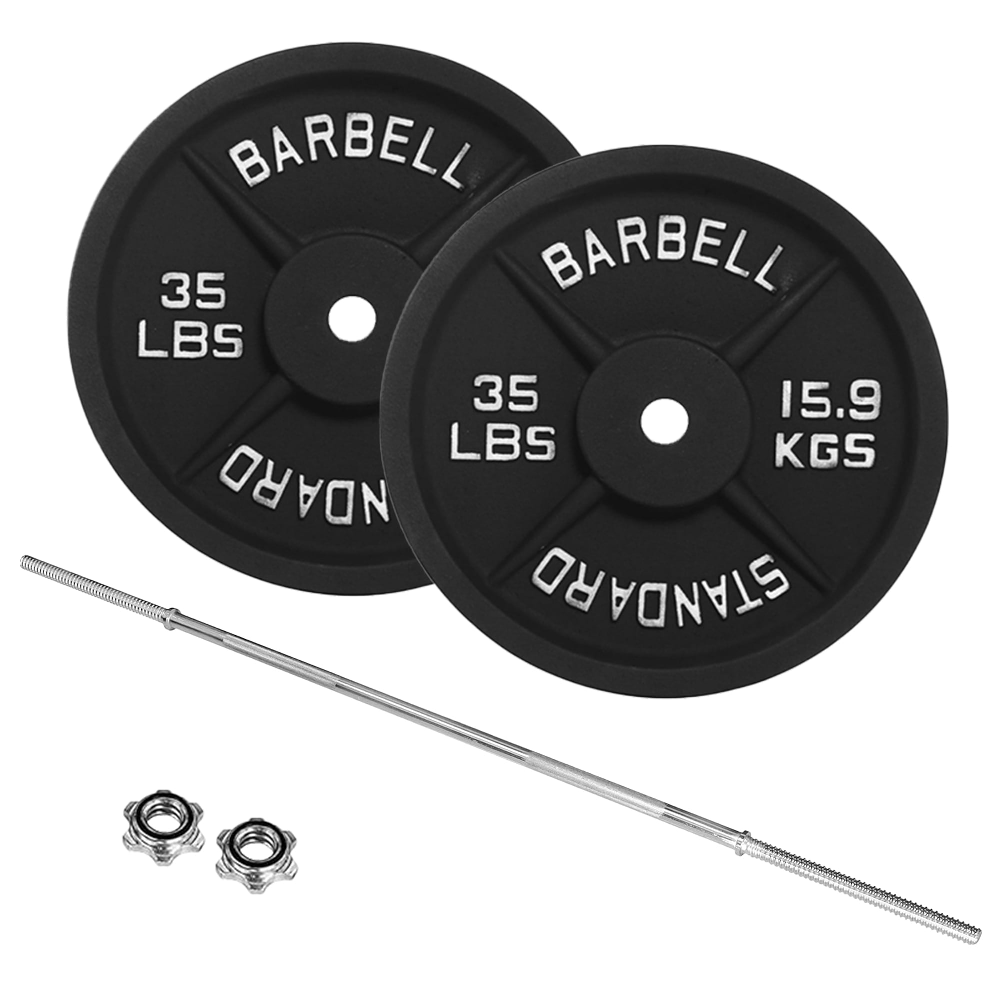 BalanceFrom 80 lbs fitness set, 5-foot standard barbell (10 lbs) with ...
