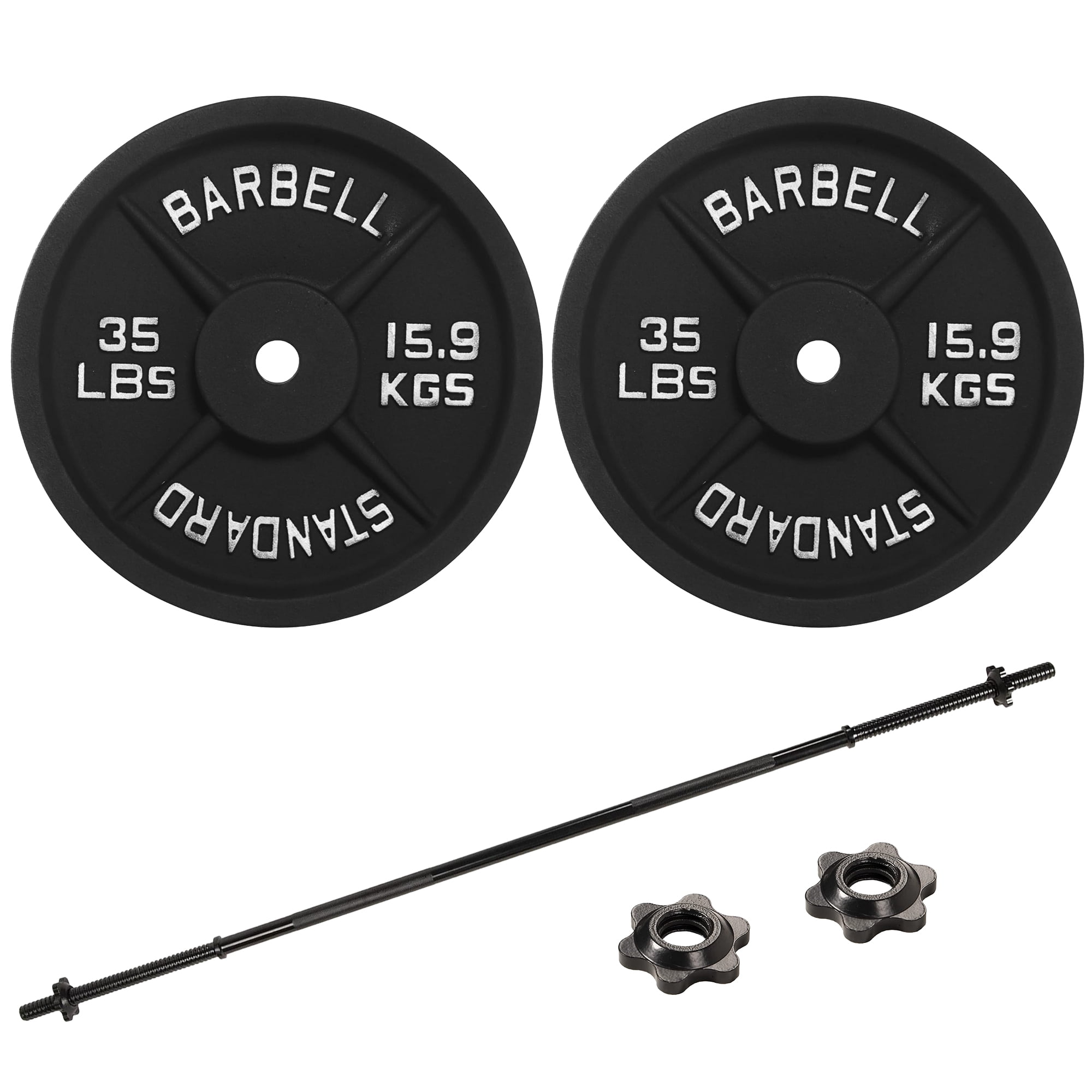 BalanceFrom 80 lbs Fitness Set, 5-Foot Standard Barbell (10 lbs) With ...
