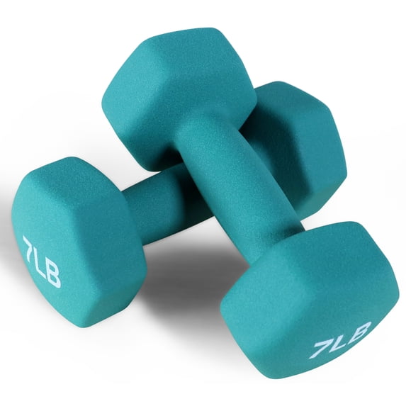 BalanceFrom All-Purpose Color Neoprene Coated Dumbbells, 7 lbs Pair ...