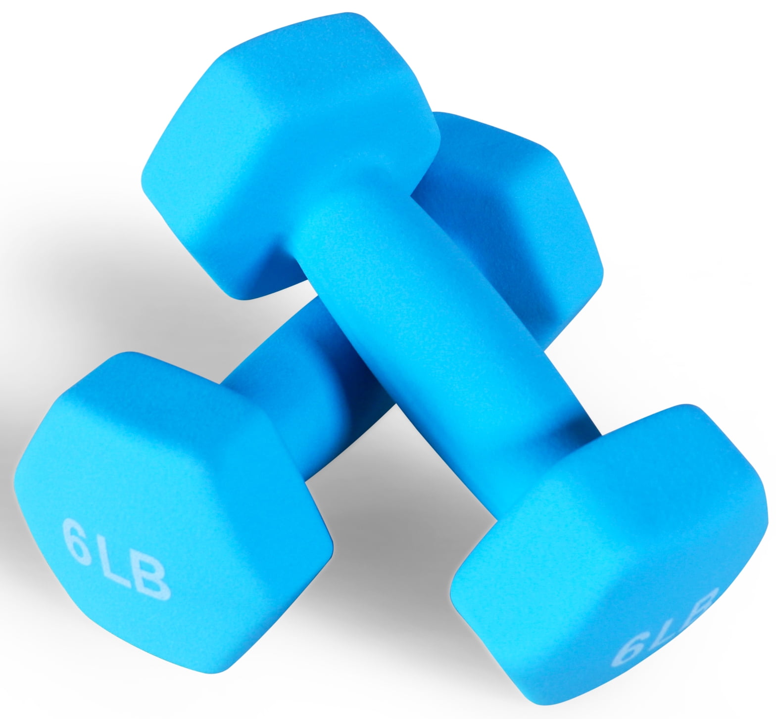 BalanceFrom All-Purpose Neoprene Dumbbells, 6 lb Pair, Blue, Hex Shape ...