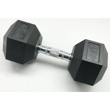BalanceFrom 45 lbs Pair Weight Set Dumbbell, Rubber Encased Hex, Black ...