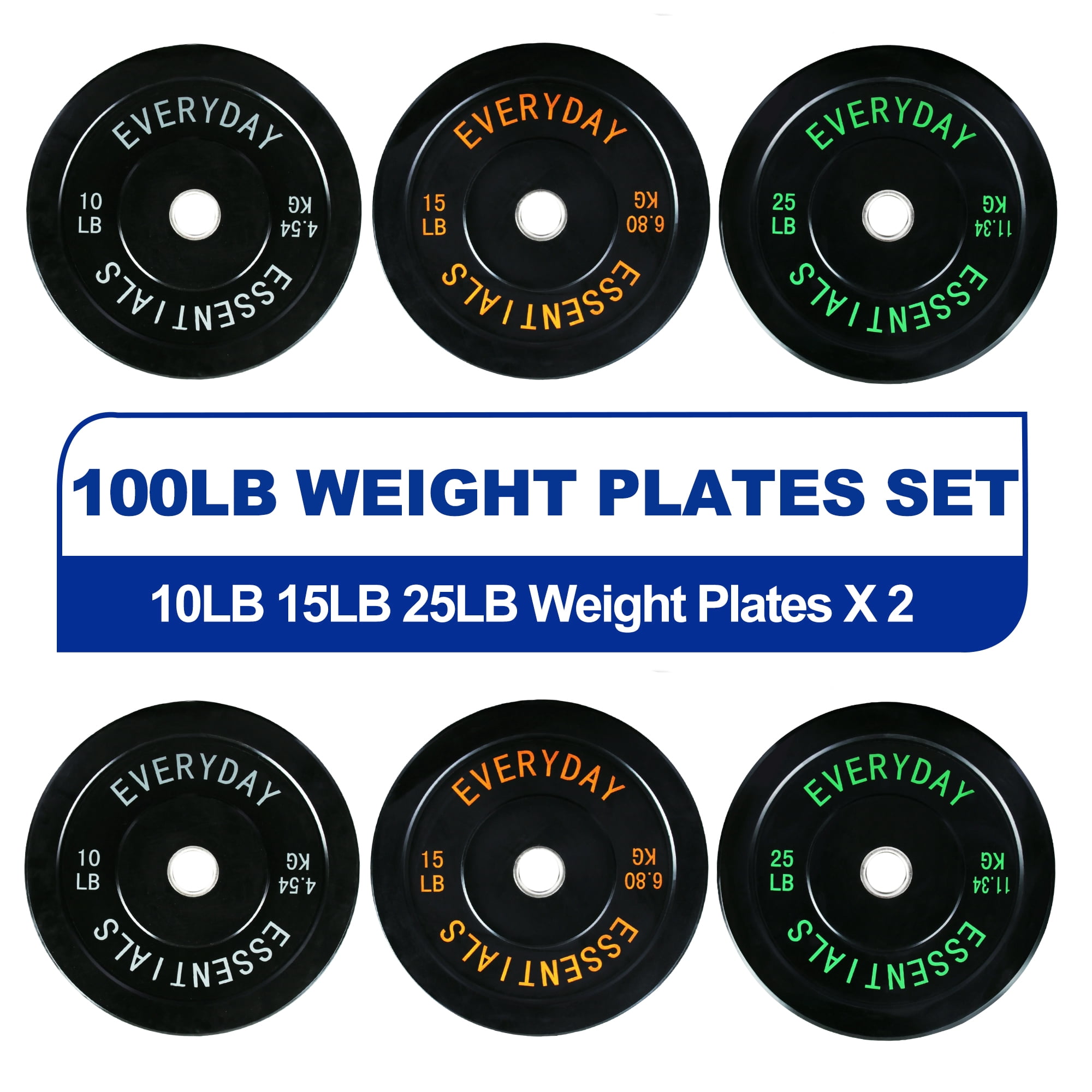 BalanceFrom Black Bumper Plate Set, Includes 10 lb Pair, 15 lb Pair ...