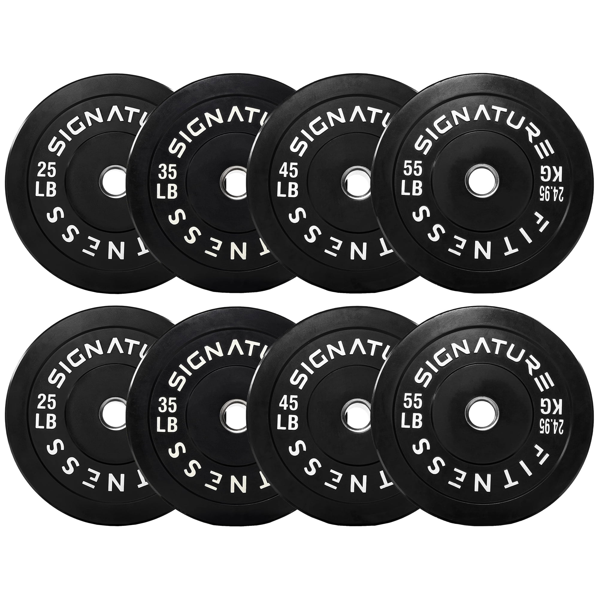 FlexWave Black Rubber Bumper Weight Plates with White Lettering – 2 ...