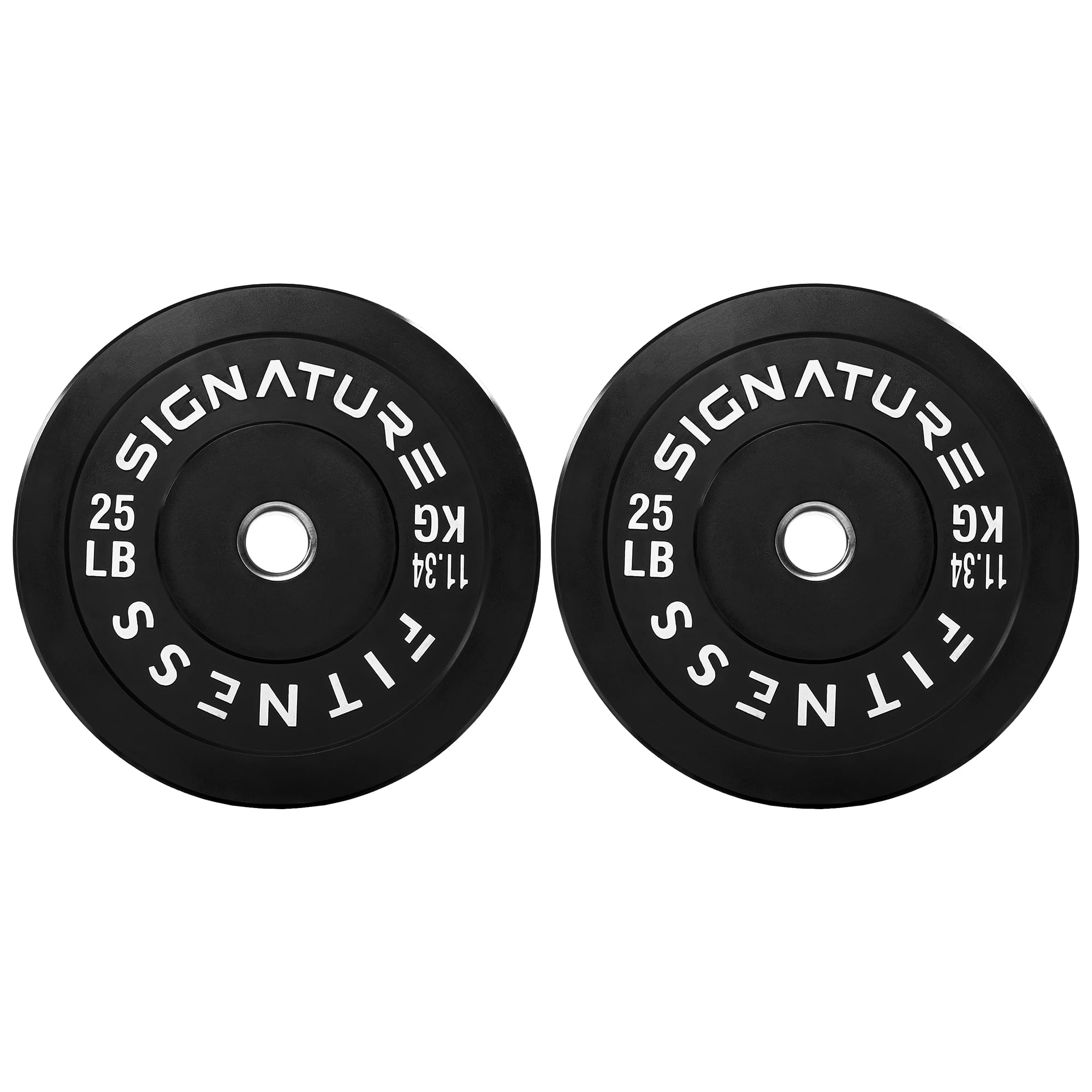 FlexWave Black Rubber Bumper Weight Plates with White Lettering – 2 ...