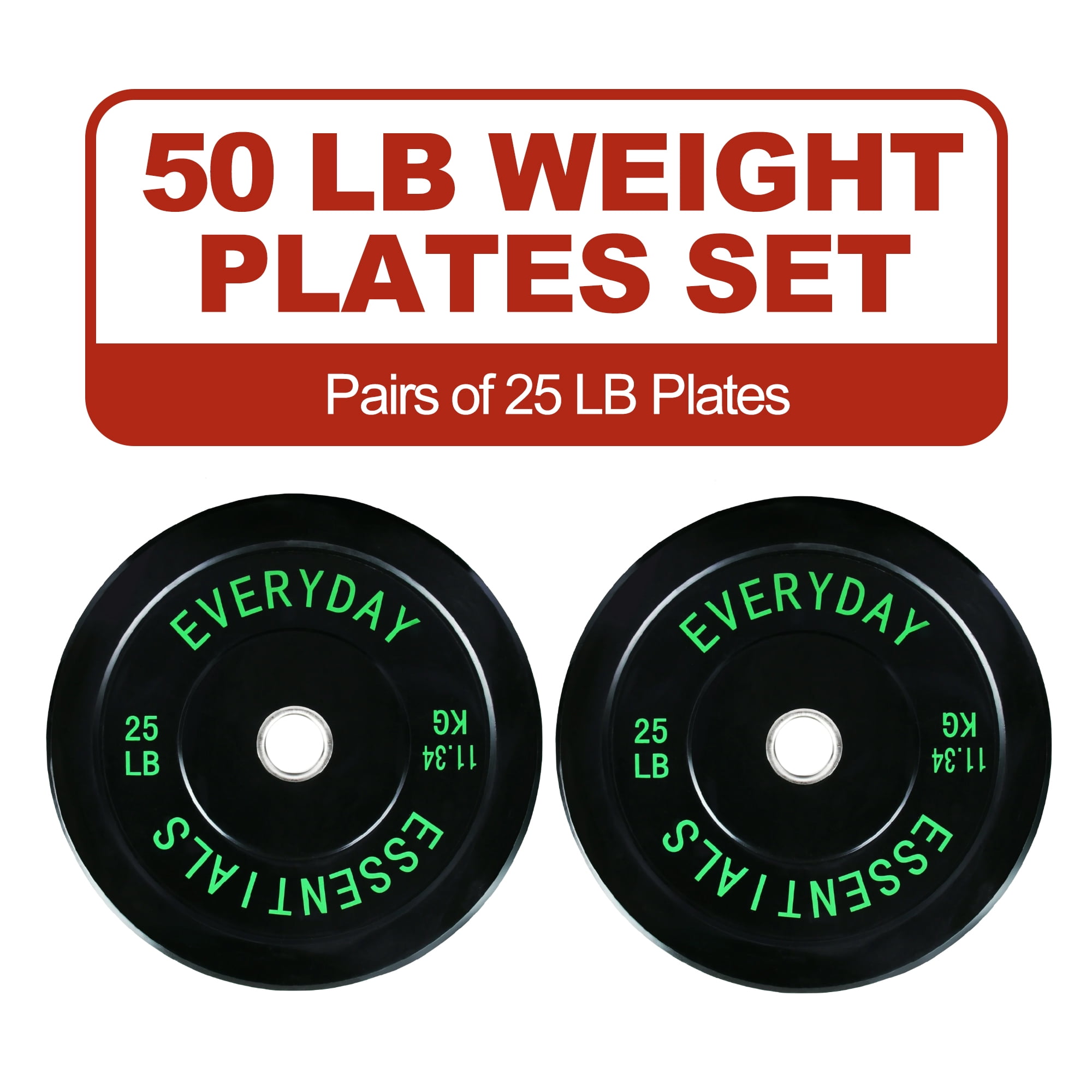 FlexWave Black Rubber Bumper Weight Plates with White Lettering – 2 ...